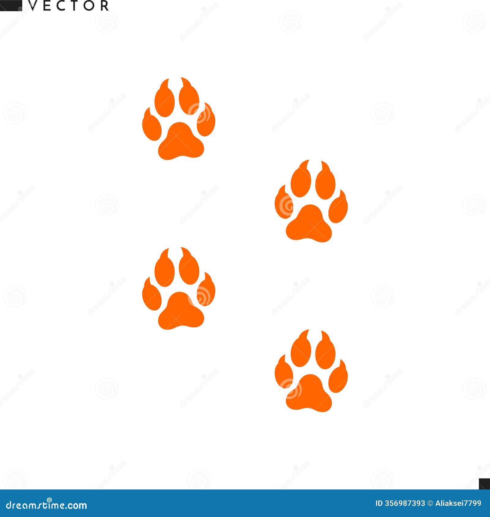 American Red Fox Paw Print Silhouette Stock Illustration - Illustration ...