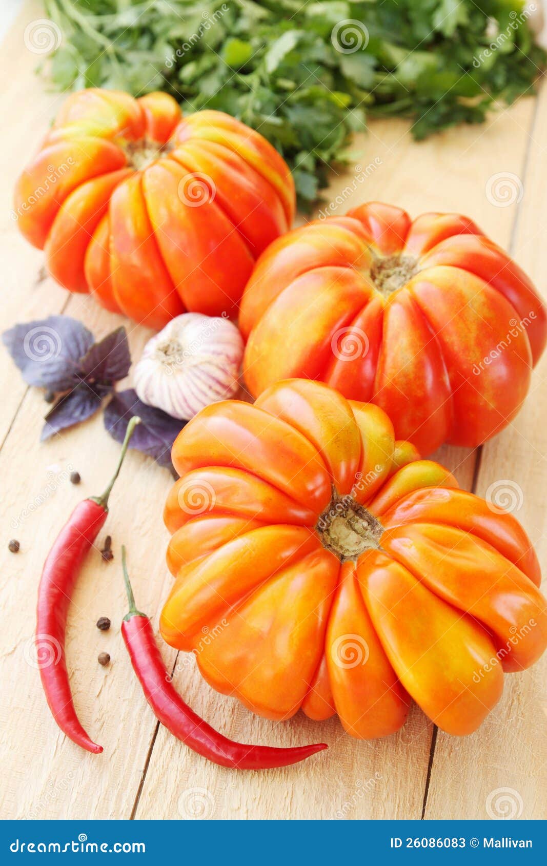 American ribbed tomatoes stock image. Image of garlic - 26086083