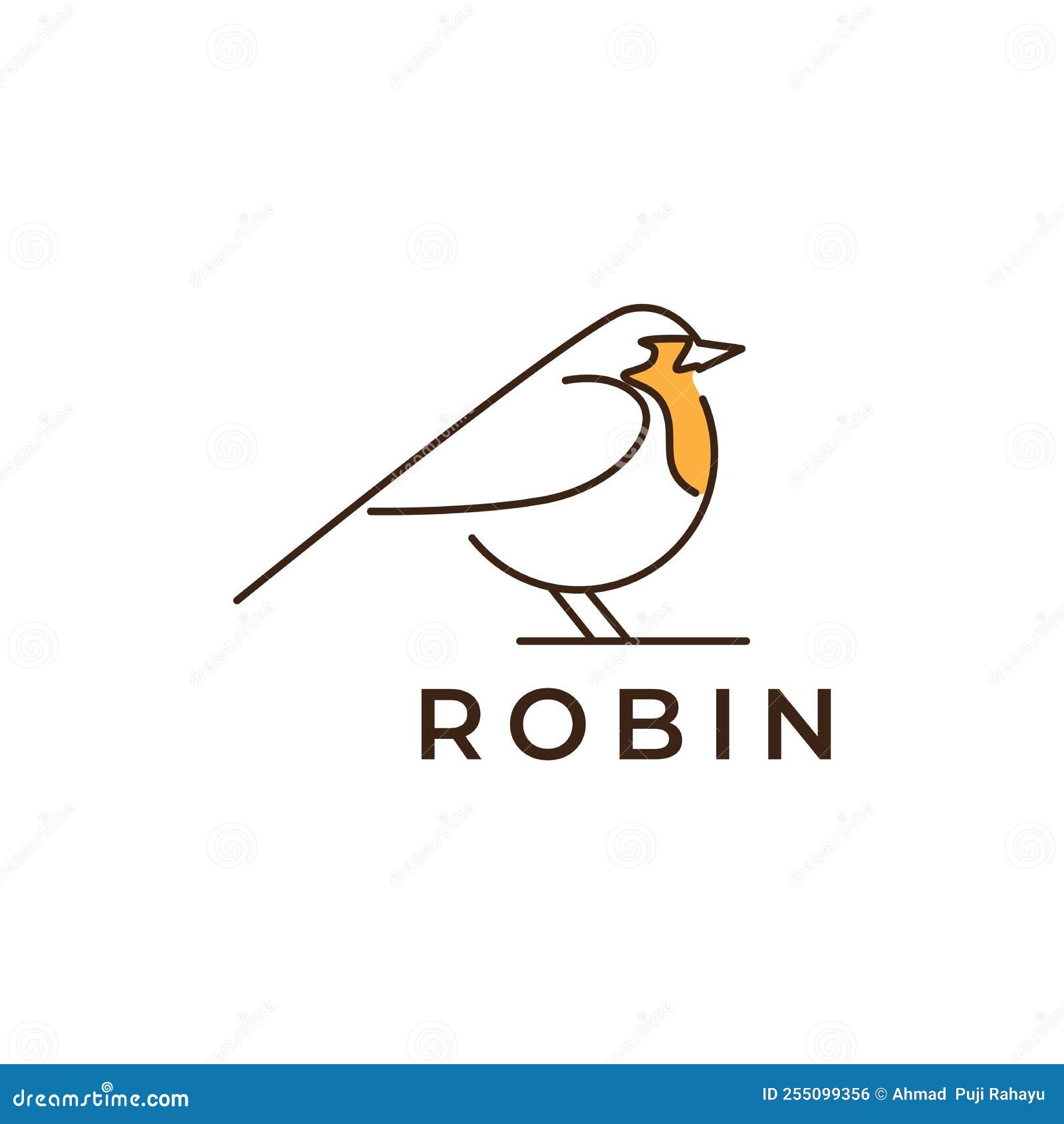American Robin Bird Abstract Lines Logo Design Stock Vector ...