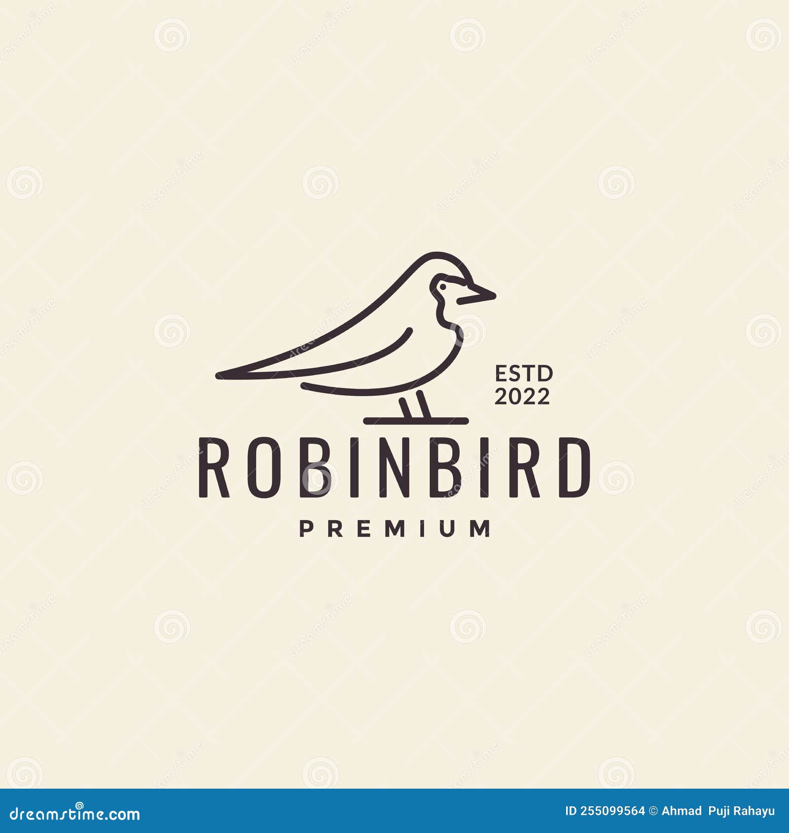 American Robin Bird Hipster Logo Design Stock Vector - Illustration of ...