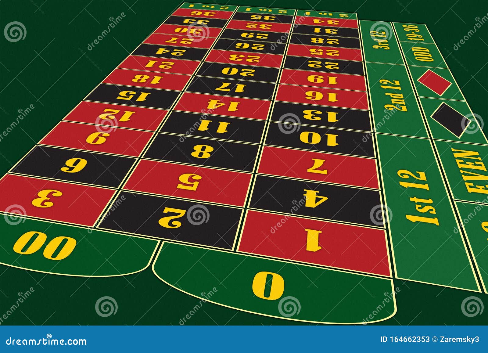American Roulette Table Perspective Raster Illustration Stock Image ...