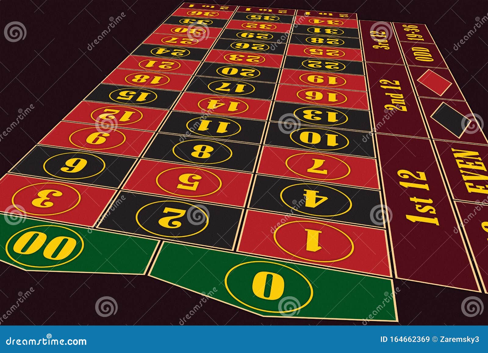 American Roulette Table Perspective Raster Illustration Stock Image ...