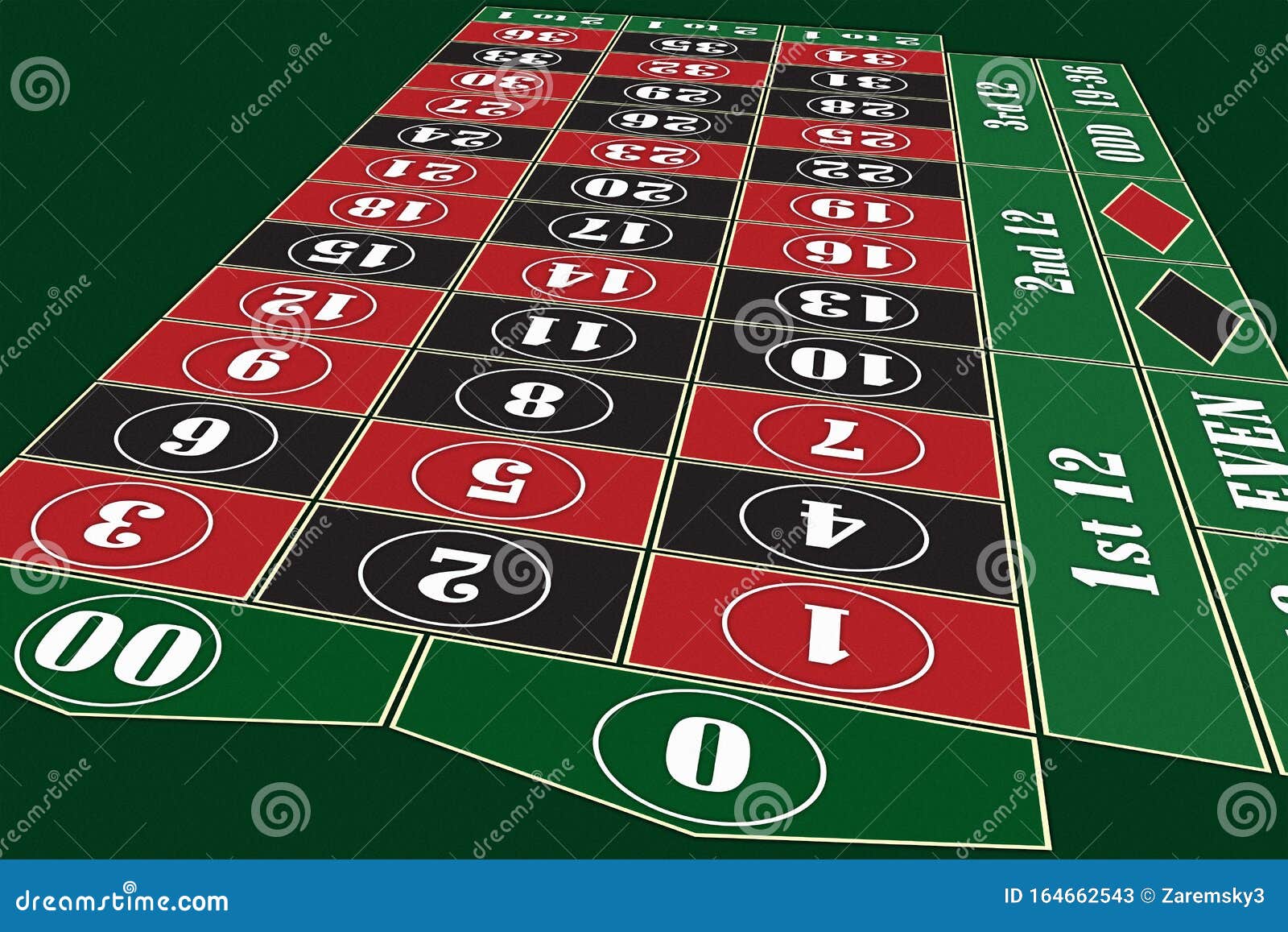 American Roulette Table Perspective Raster Illustration Stock ...