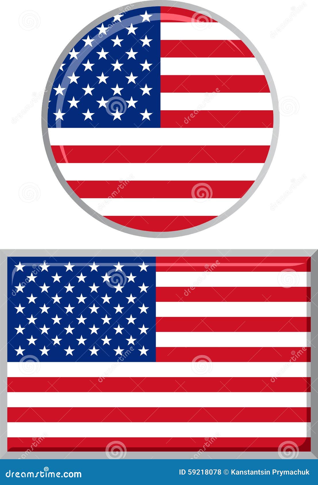 American Round and Square Icon Flag. Vector Stock Vector - Illustration ...