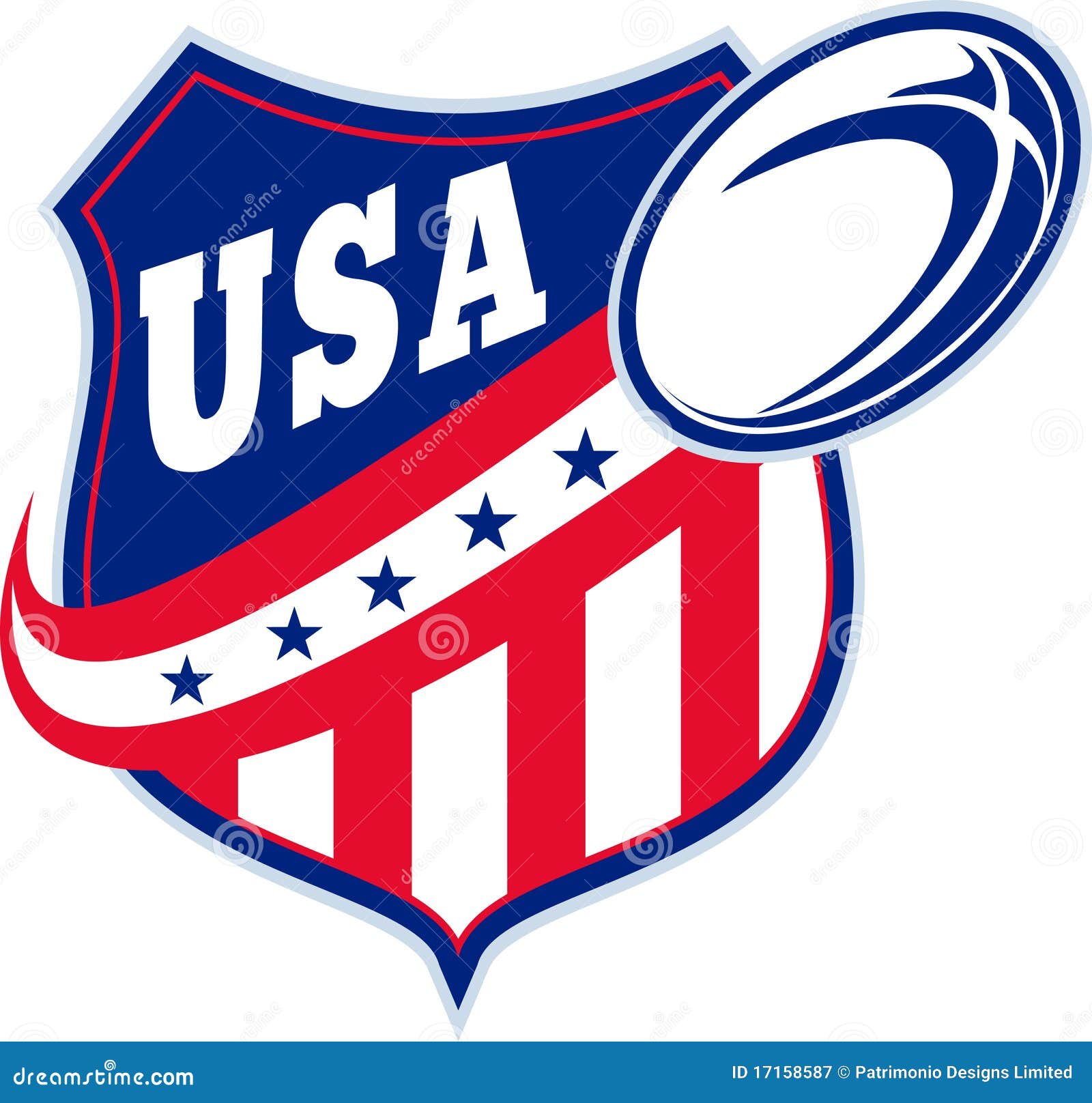 American Rugby Ball Shield Usa Stock Illustration - Illustration of ...
