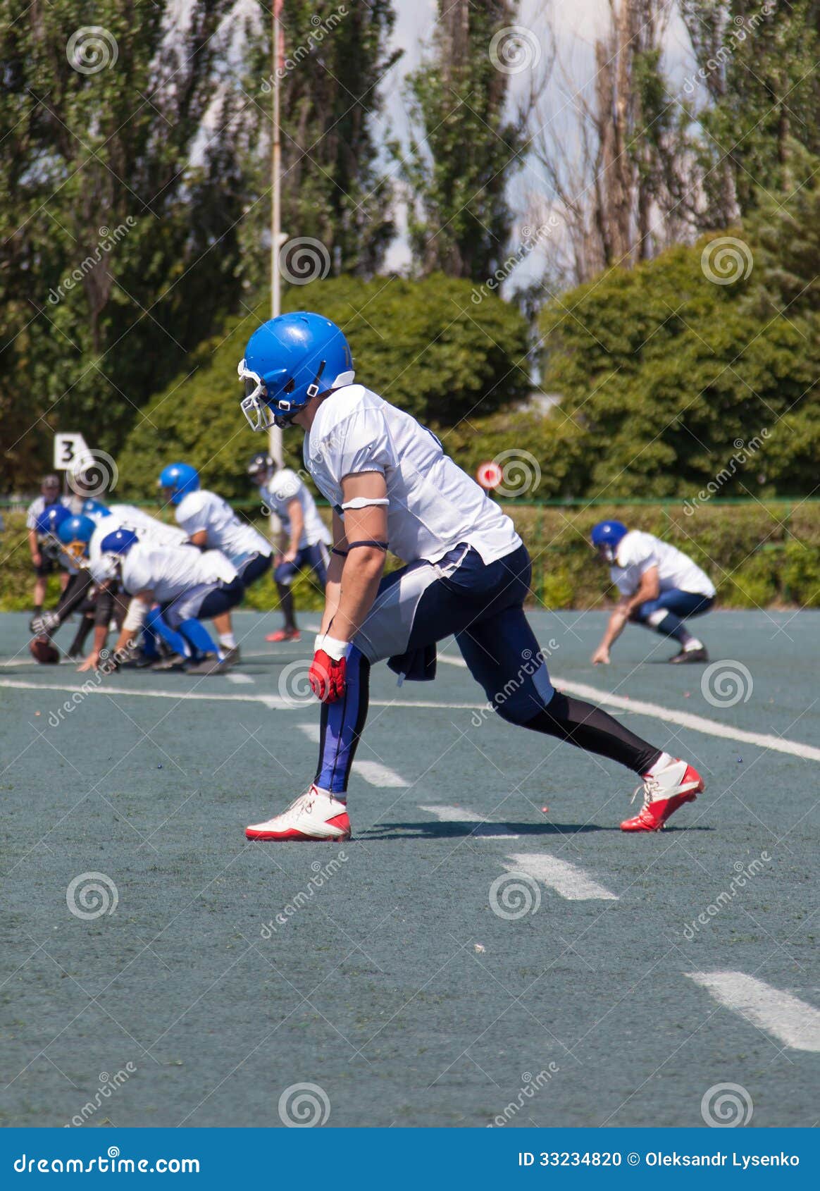 American Rugby Player Ready Stock Photo - Image of outdoor, motion ...