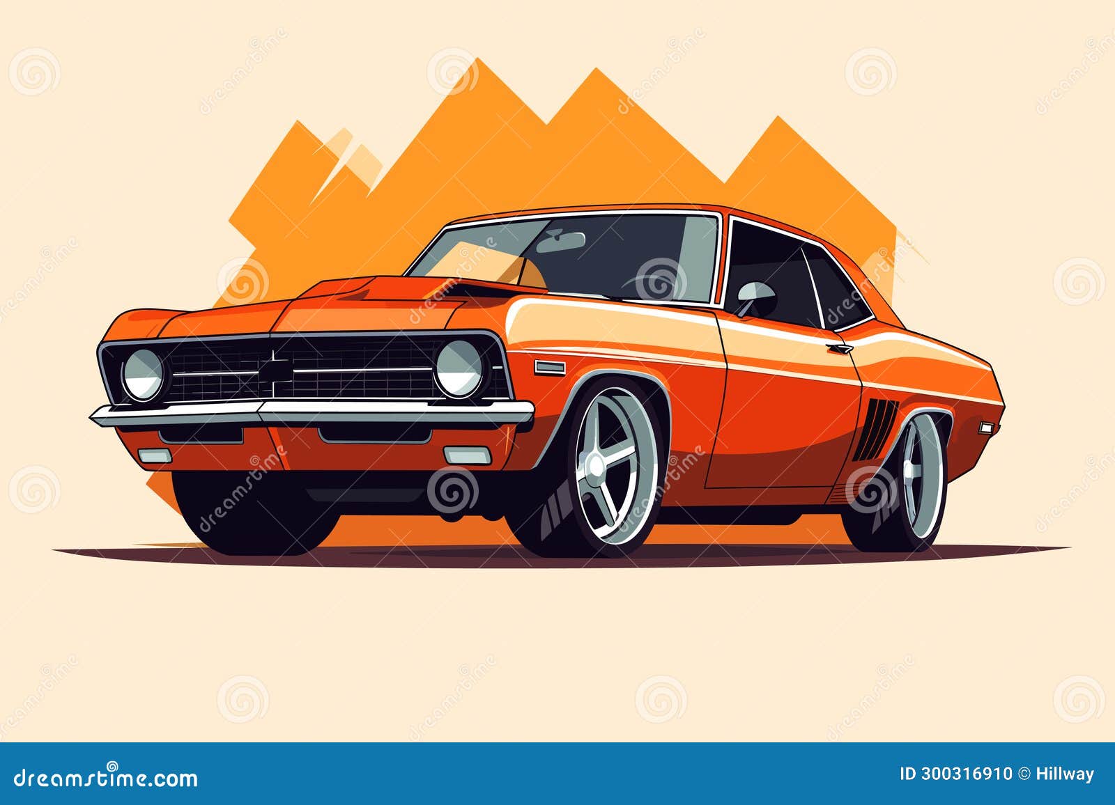 American 70s Customized Muscle Car. Vector Illustration Stock ...