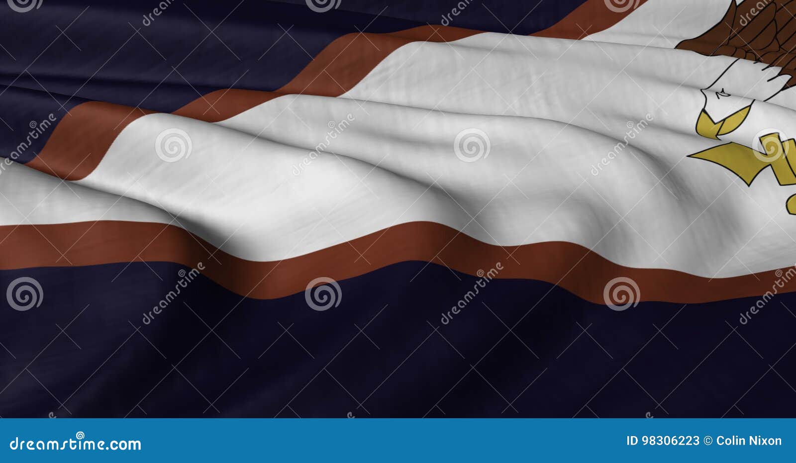 American Samoa Flag Fluttering in Light Breeze Stock Illustration ...
