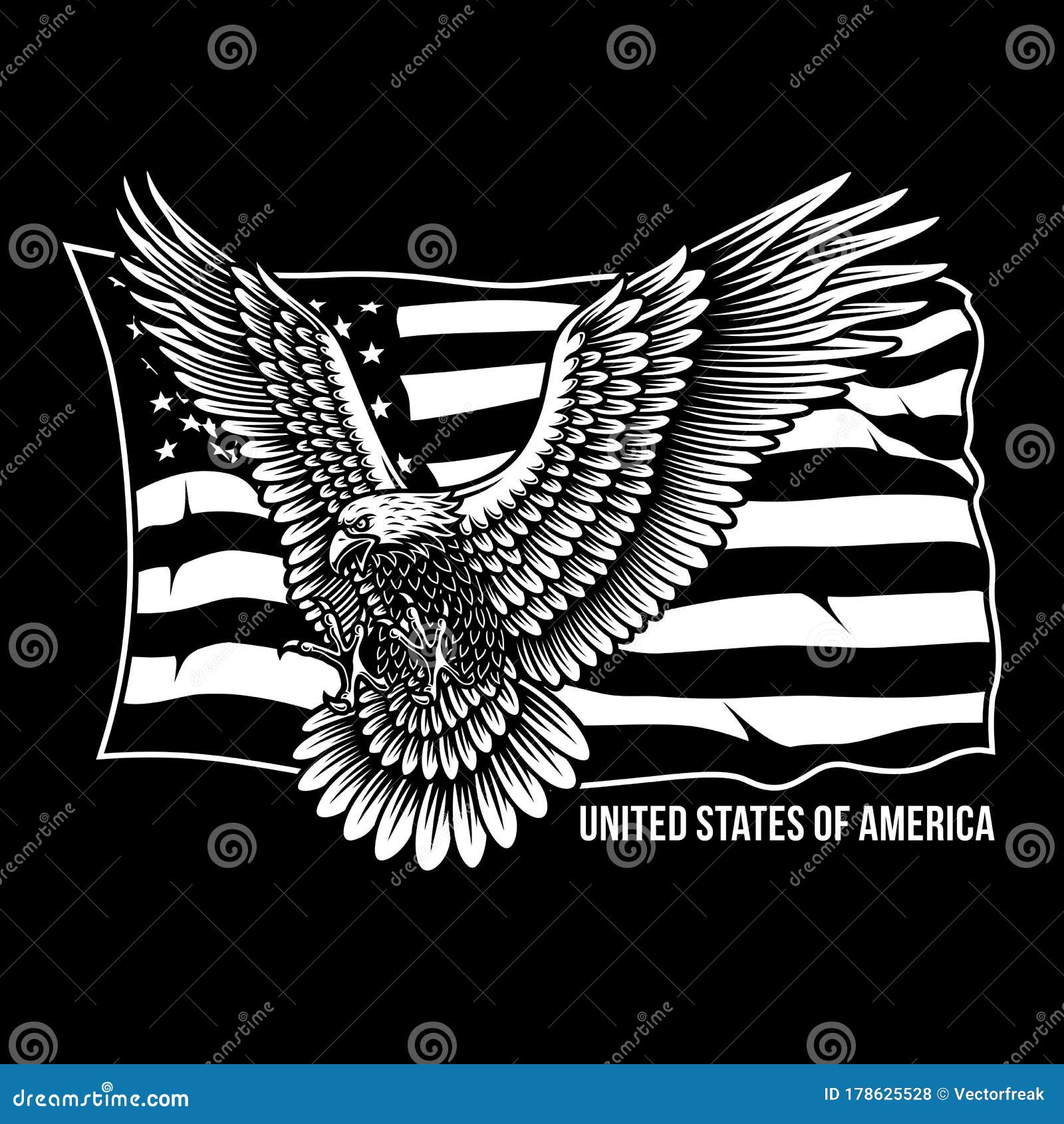 American Screaming Eagle with Stars and Stripes Stock Vector ...