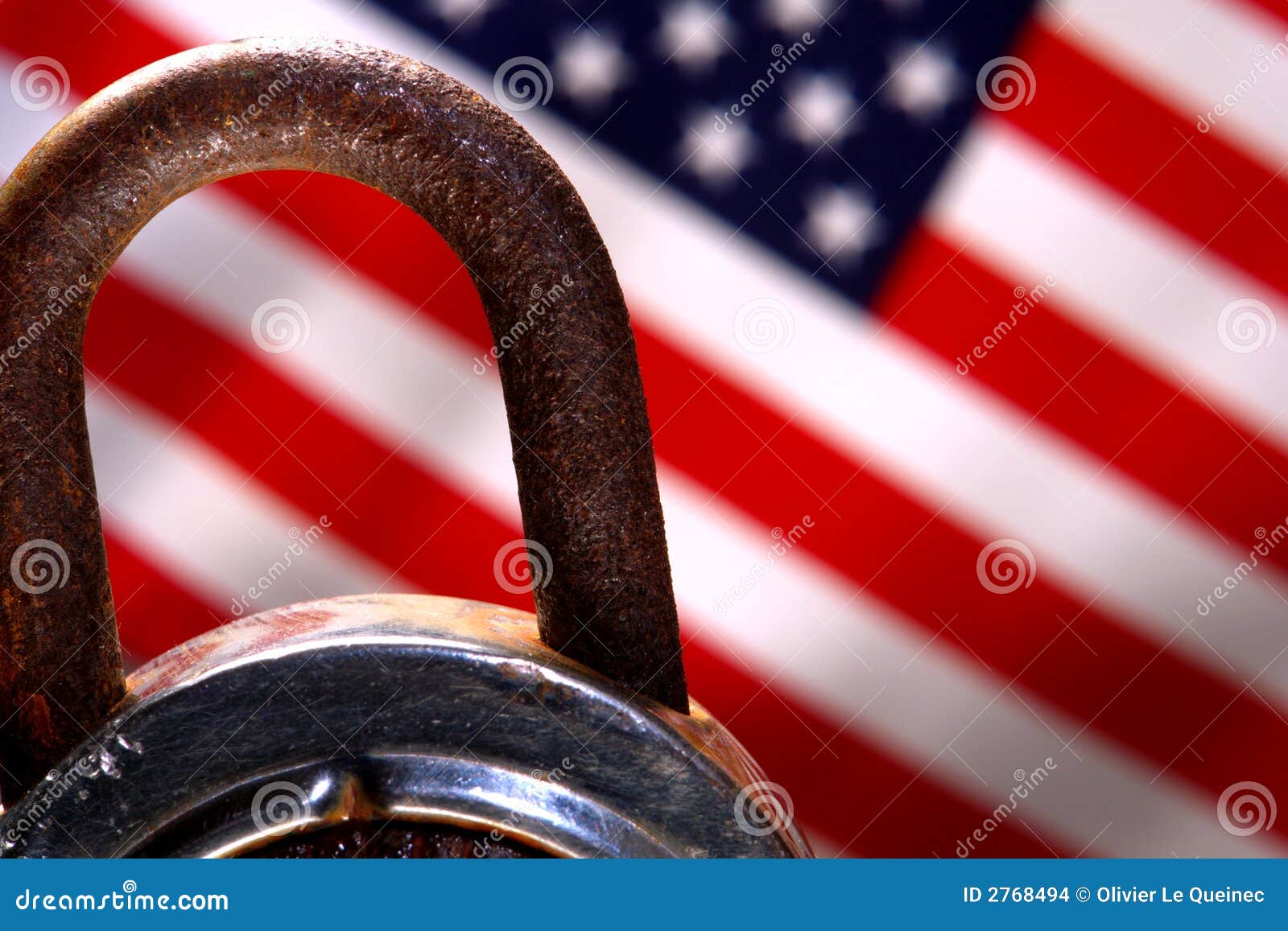 American Security Padlock and American Flag Stock Photo - Image of ...