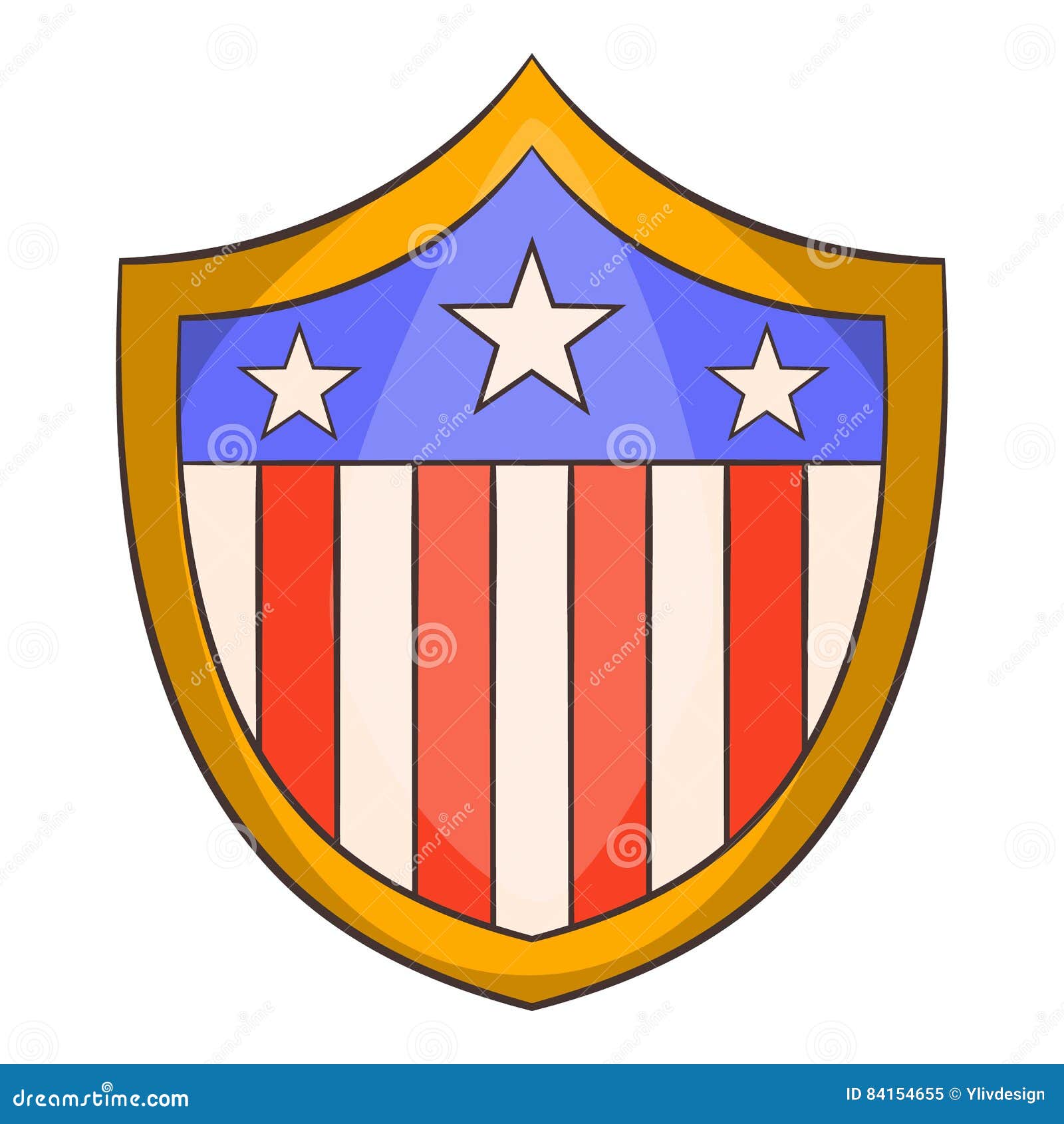 American Shield Icon, Cartoon Style Stock Vector - Illustration of star ...