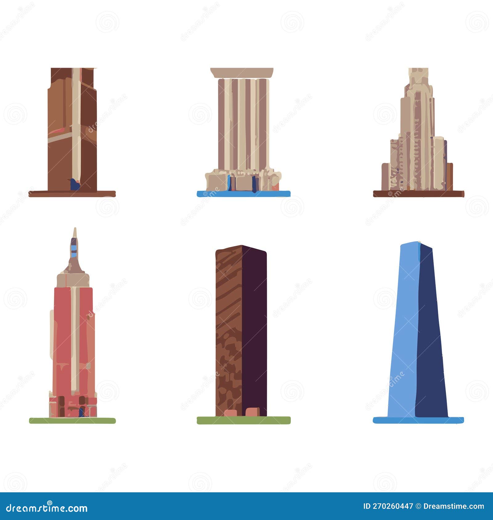 American Skyscrapers Set of Vector Icons Stock Vector - Illustration of ...