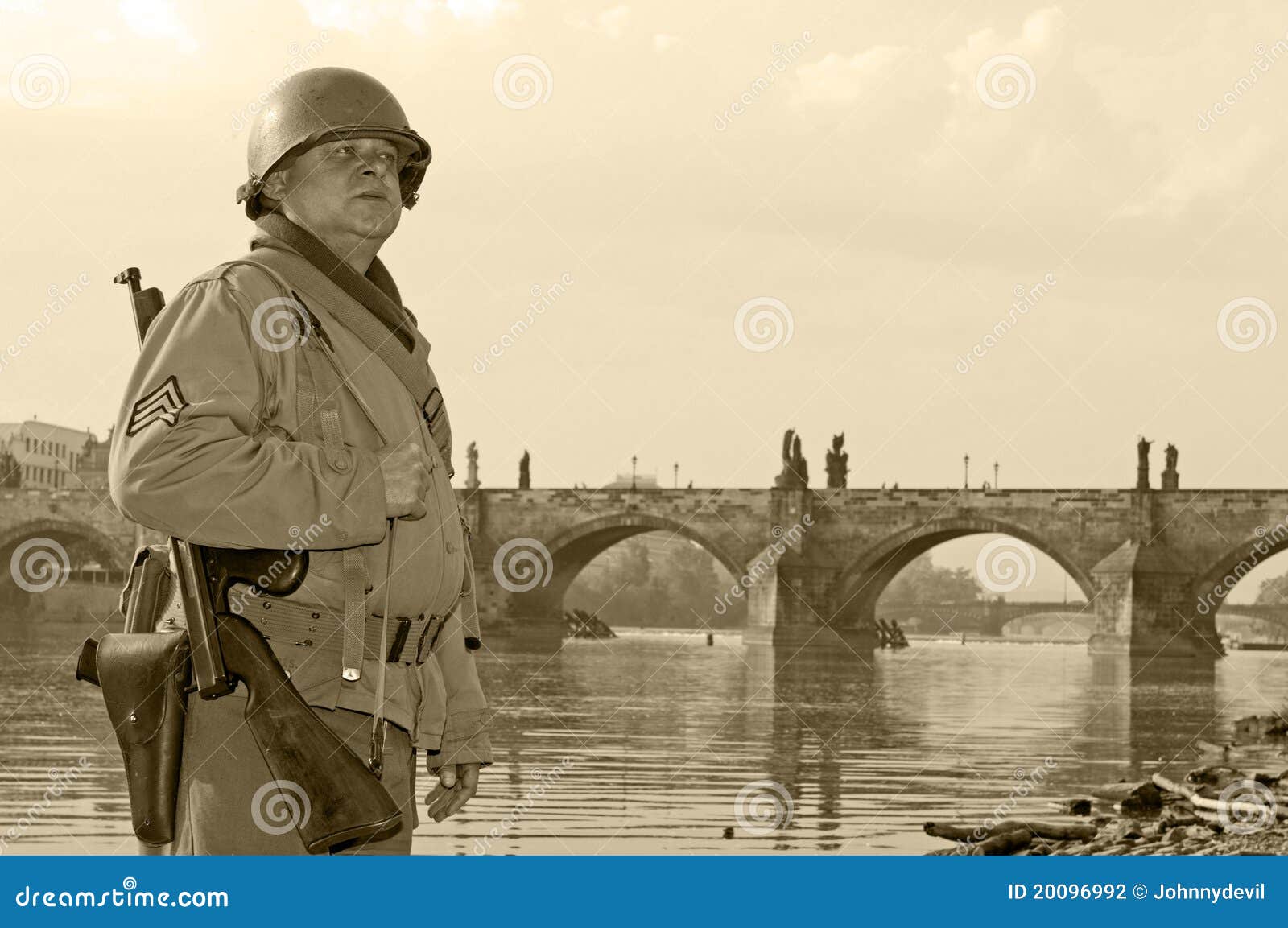 American Soldier In Uniform With Usa Flag On A White Background ...