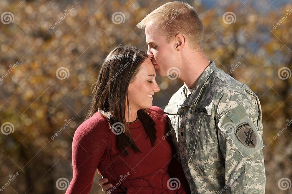 American Soldier stock image. Image of romance, cuddling - 3612105