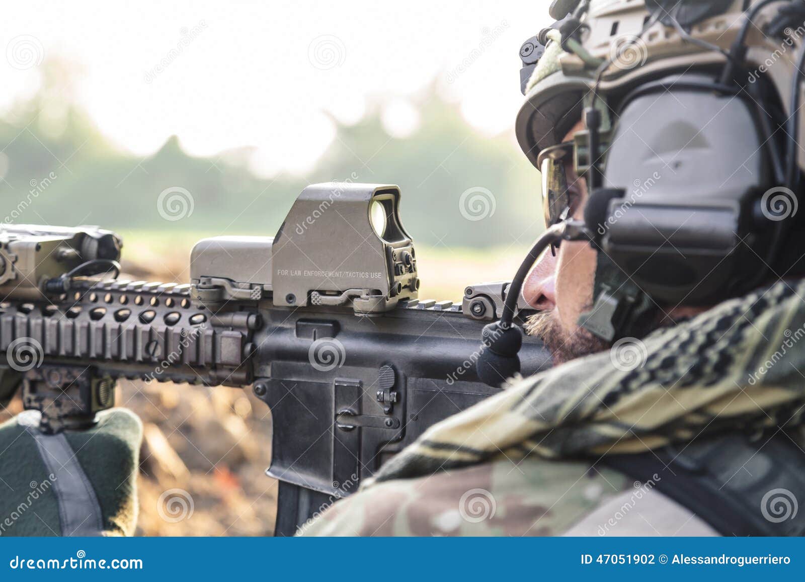 American Soldier Aiming a Rifle Stock Photo - Image of outdoor, attack ...