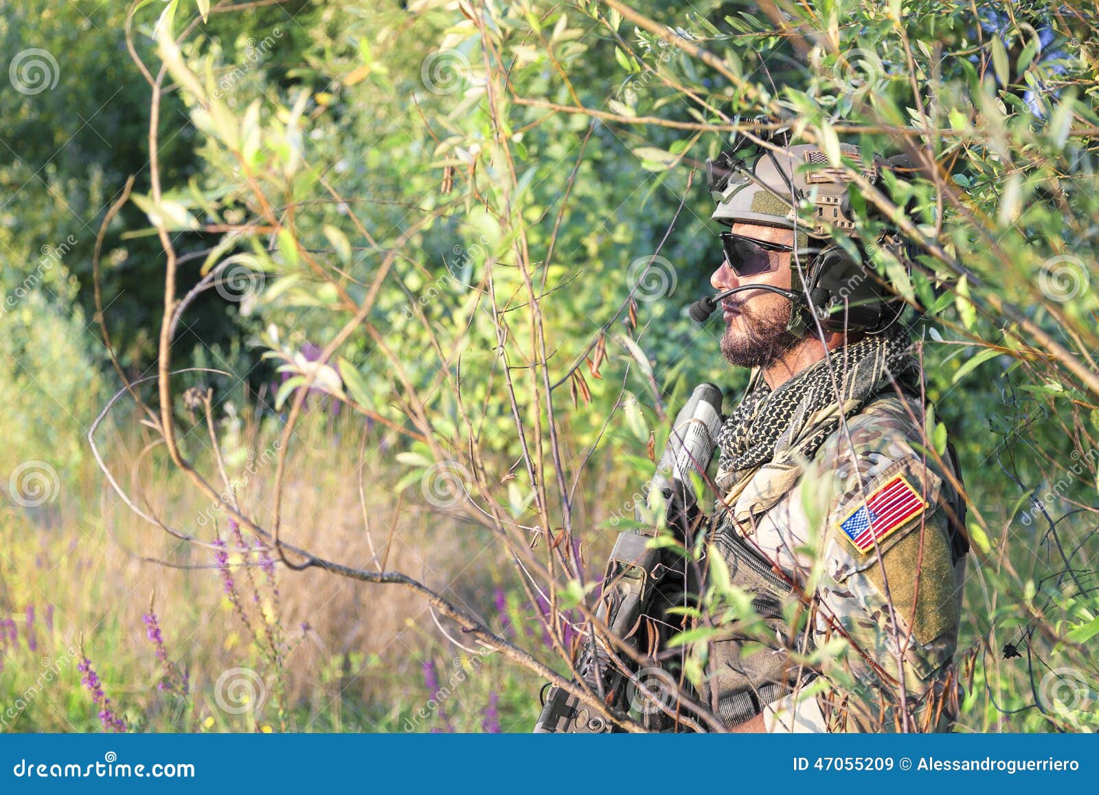 American Soldier in the Bushes Stock Image - Image of commando ...