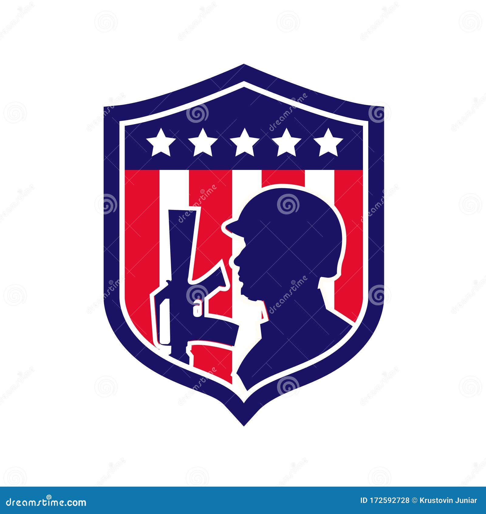 American Soldier with American Flag Crest Vector Stock Vector ...
