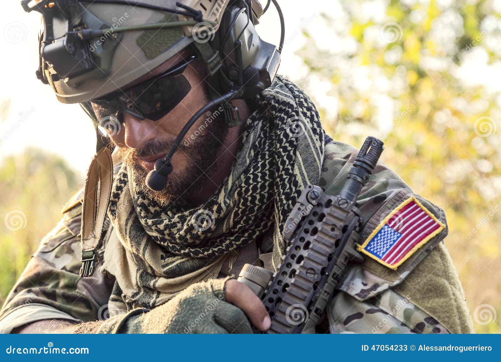 American Soldier Looking Down Stock Image - Image of american, outdoor ...