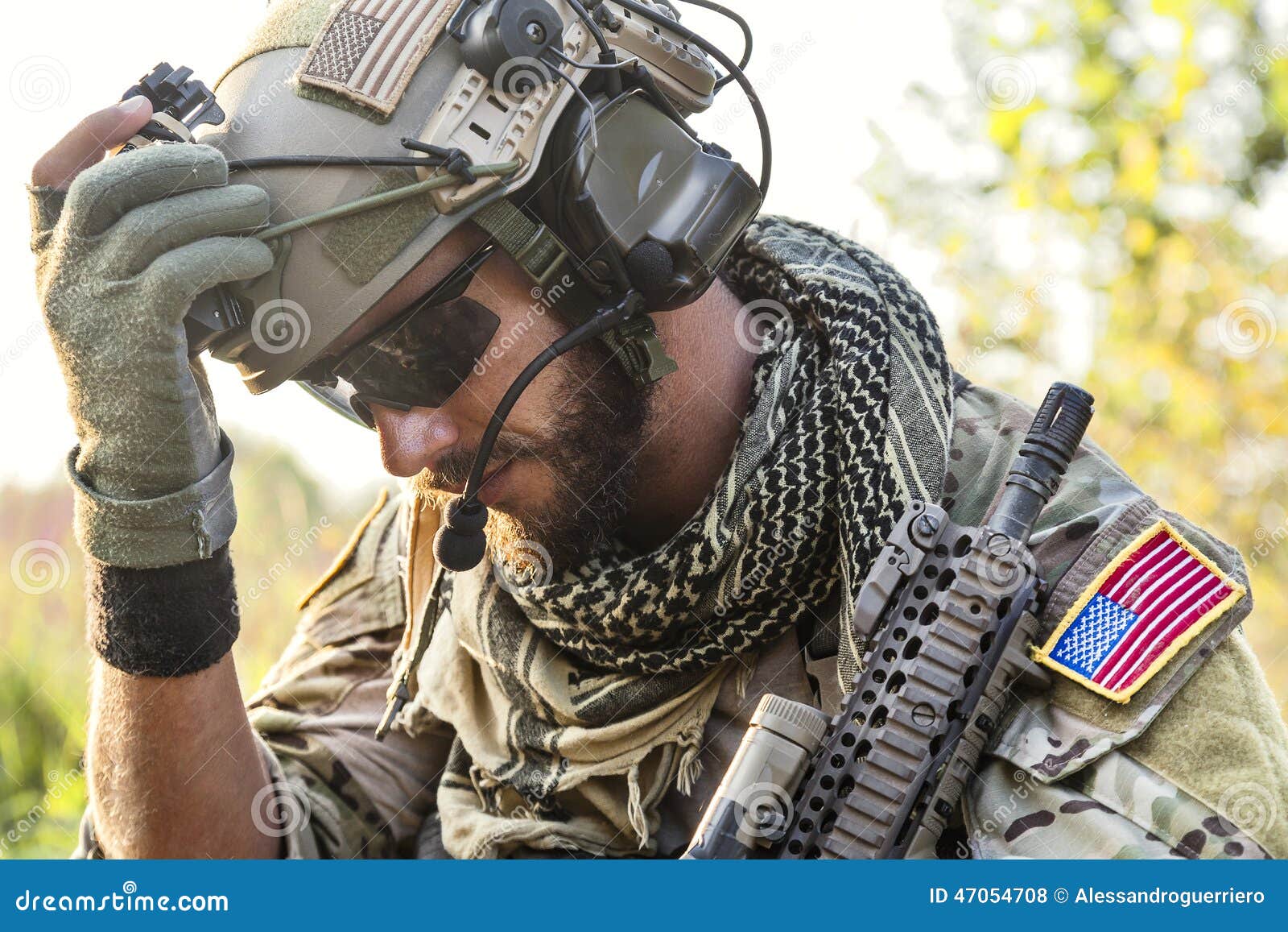 American Soldier Looking Down Stock Photo - Image of force, security ...