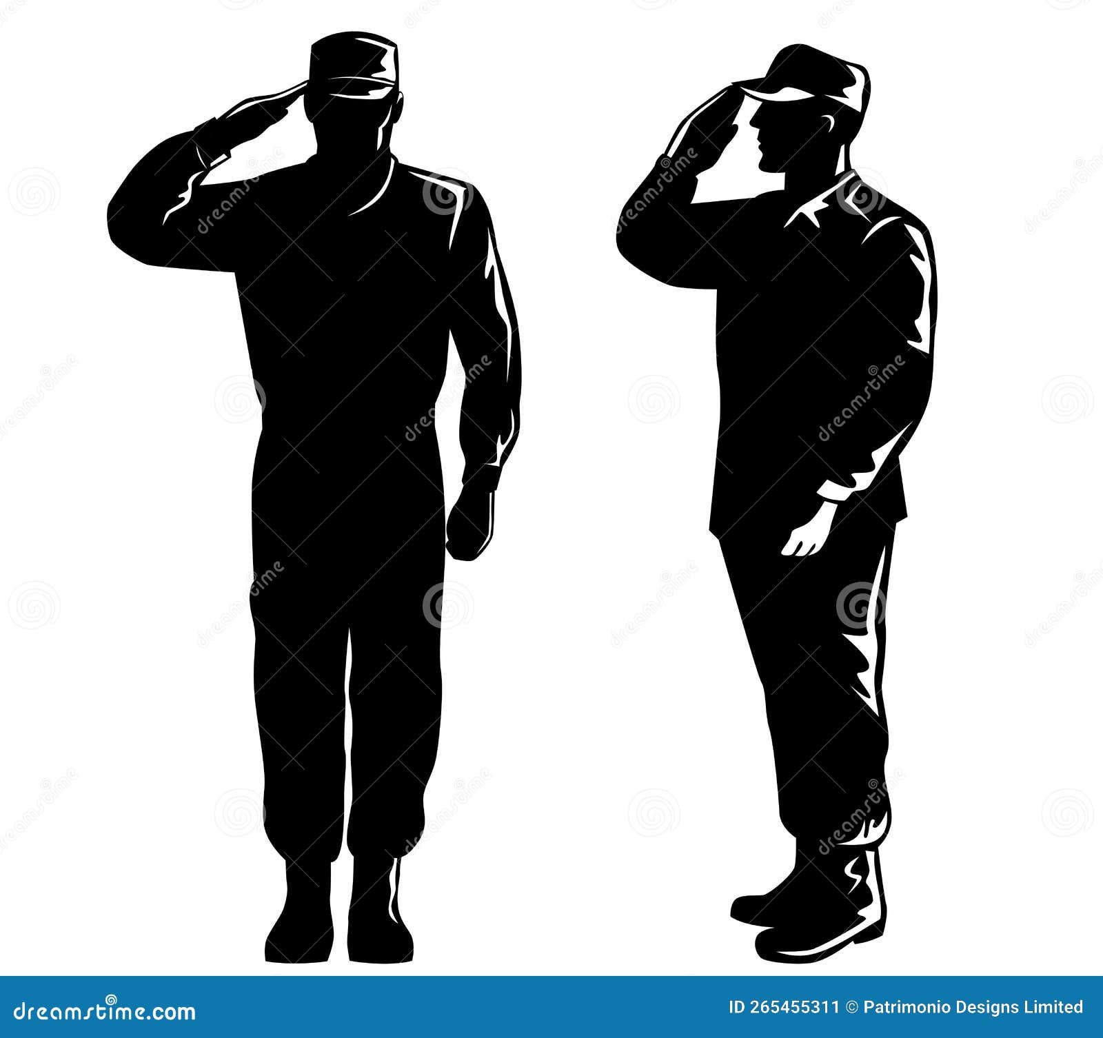 American Soldier Military Serviceman Personnel Silhouette Saluting