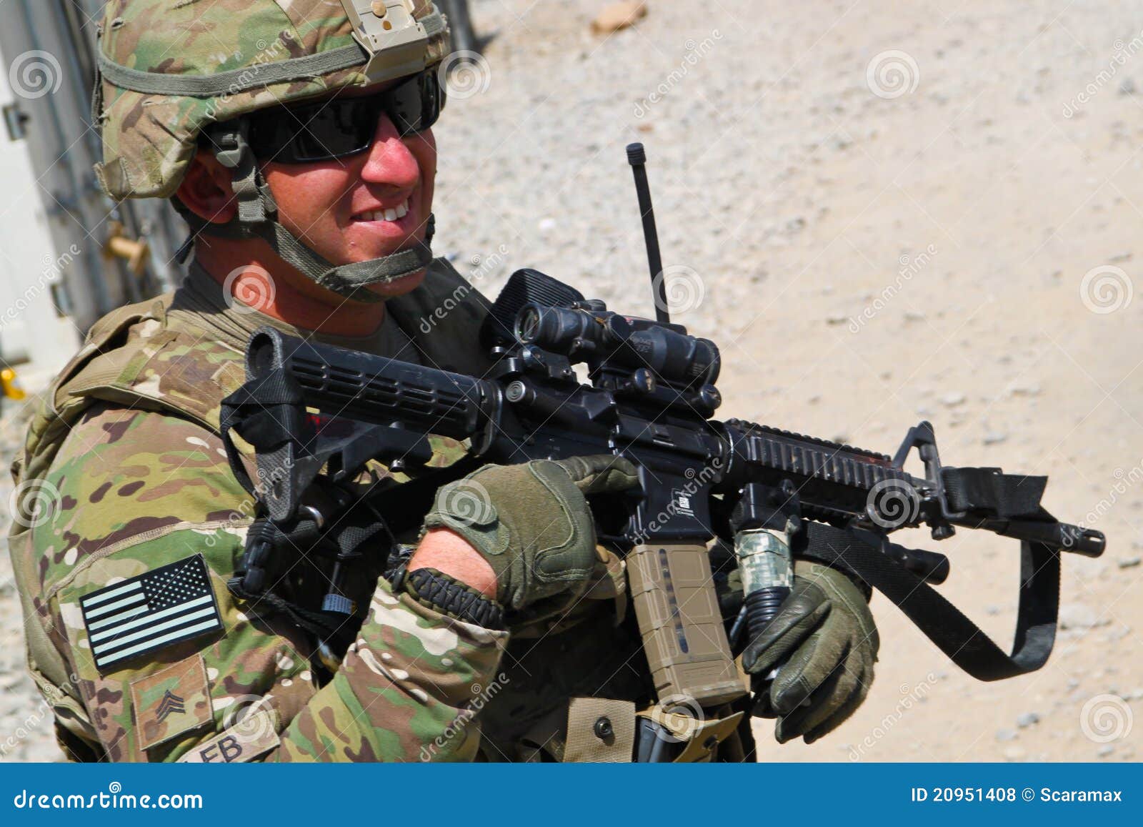 American soldier smiling editorial stock photo. Image of ammunition ...