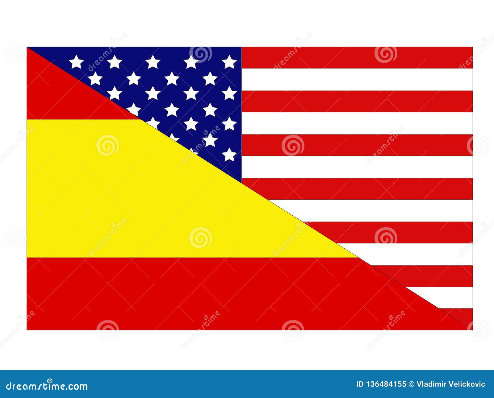 American and Spanish flags stock vector. Illustration of spain - 136484155