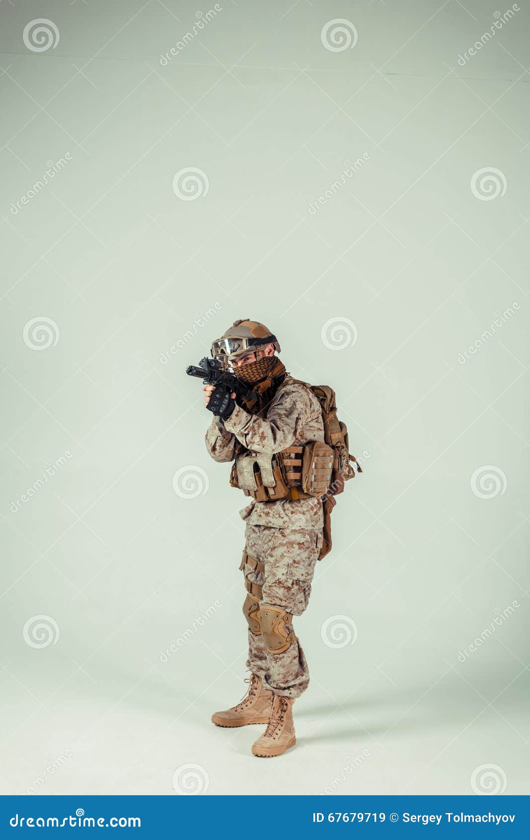 American Special Forces Sniper Unit Holding His Long Barrel Sniper ...