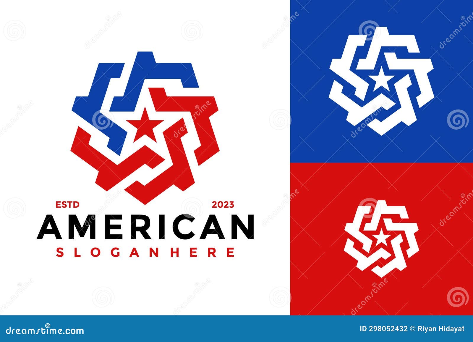 American Star Flag Logo Design Vector Symbol Icon Illustration Stock ...