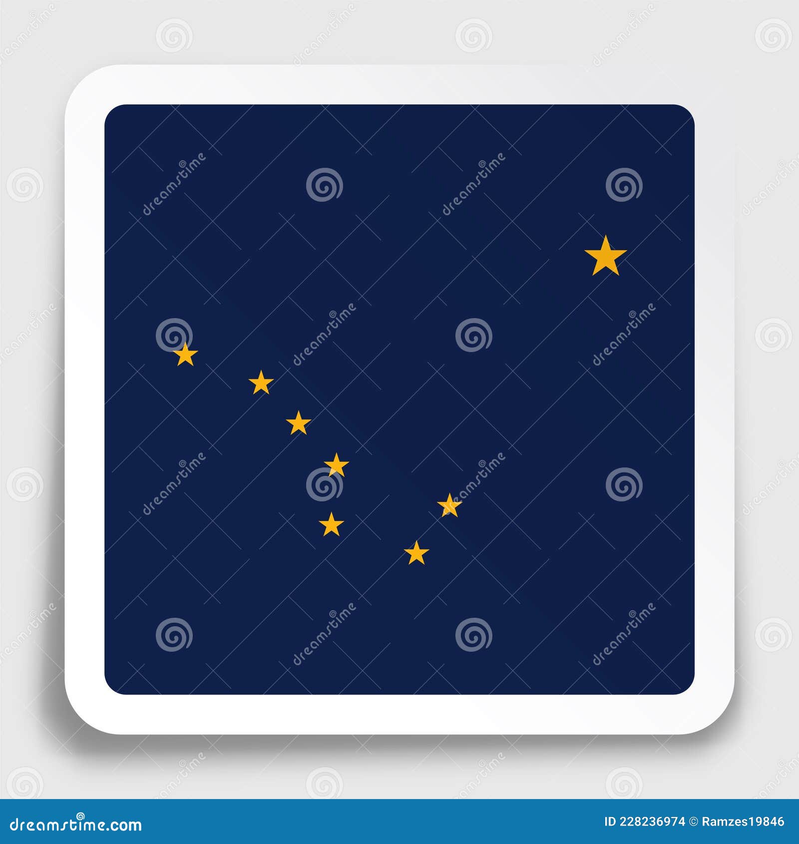 American State of Alaska Flag Icon on Paper Square Sticker with Shadow ...