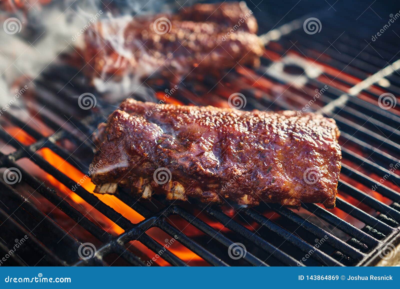 American Style Barbcue Ribs Being Grilled Stock Image - Image of pork ...