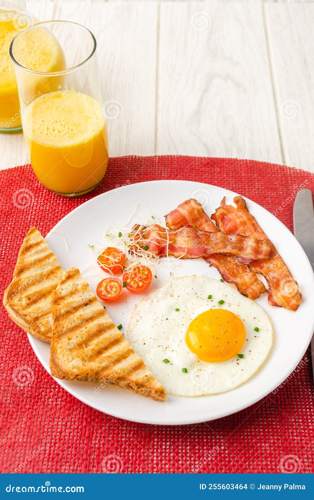 American Style Breakfast with Orange Juice Stock Photo - Image of ...