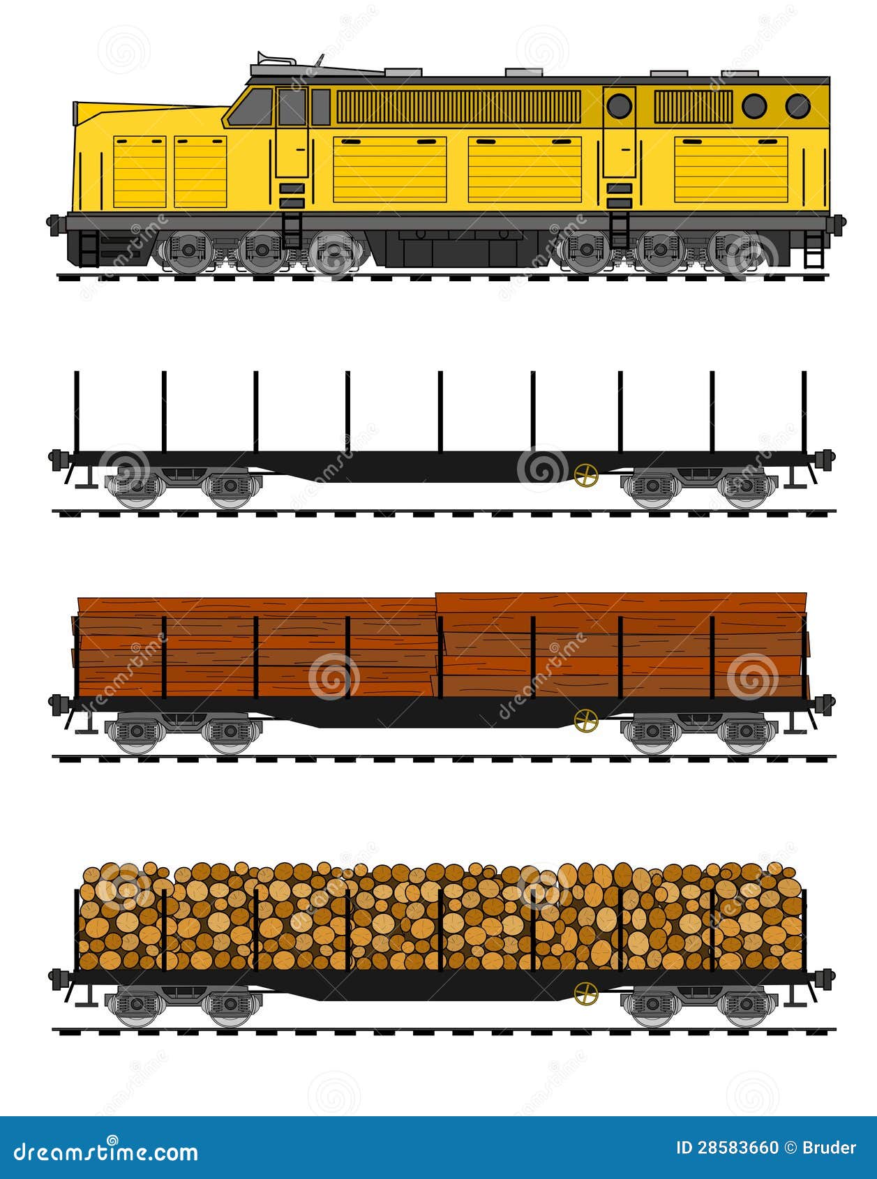 American Style Freight Train Stock Vector - Illustration of carriage ...