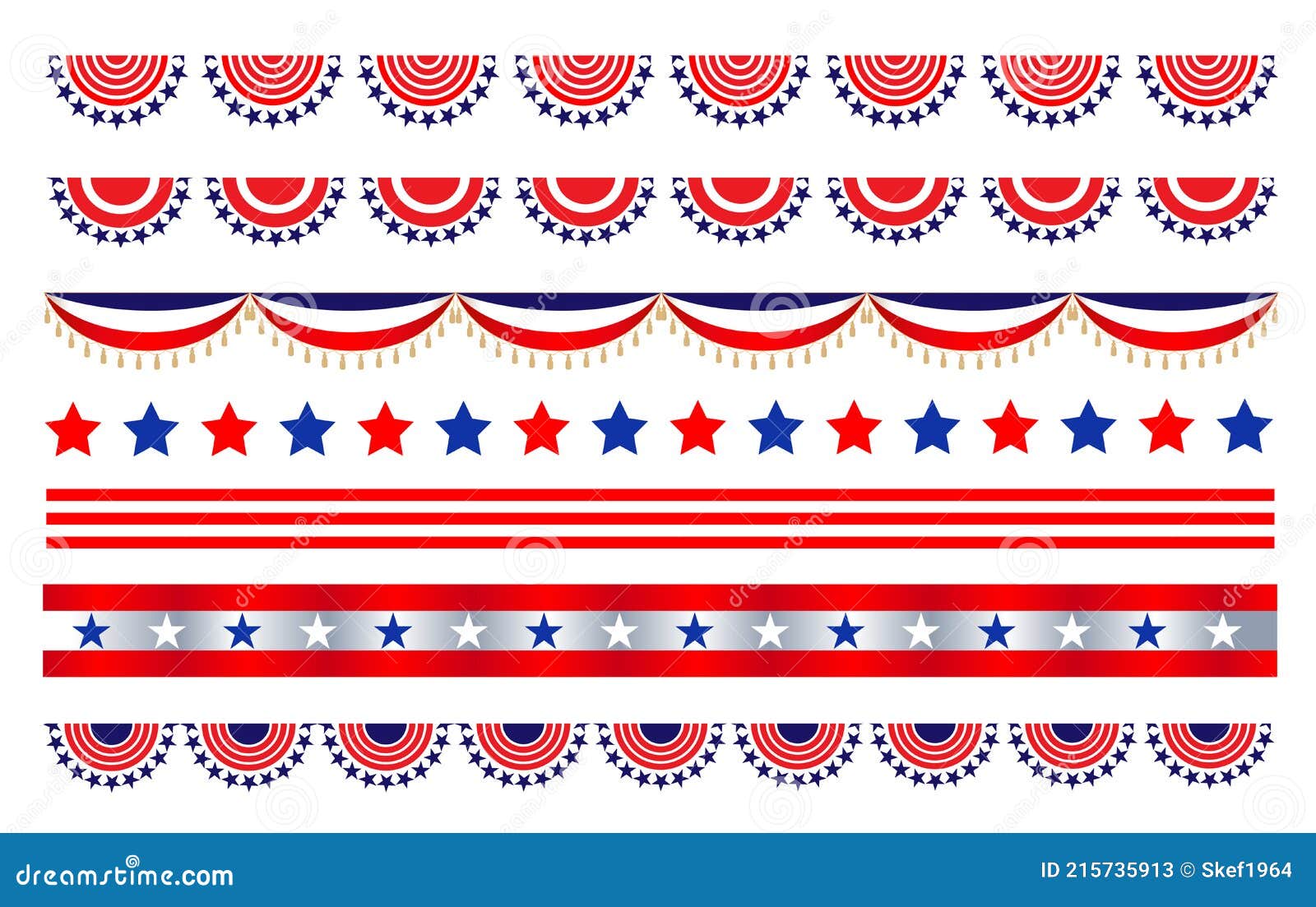 American Abstract Flag Banner Border Divider Collection Stock ...