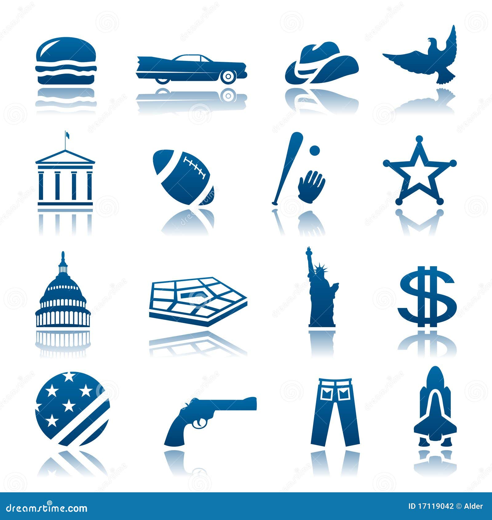 American symbols icon set stock vector. Illustration of sights - 17119042