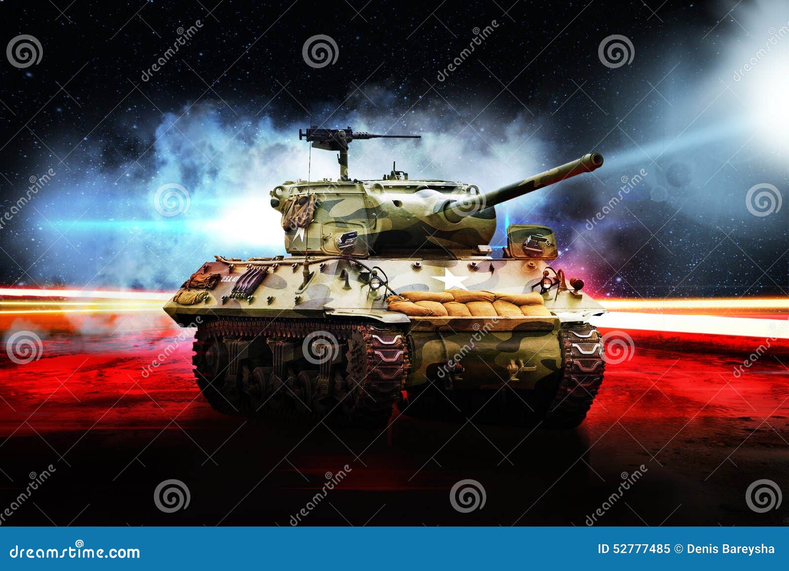 American Tank on Road in Bright Glow Stock Image - Image of model ...