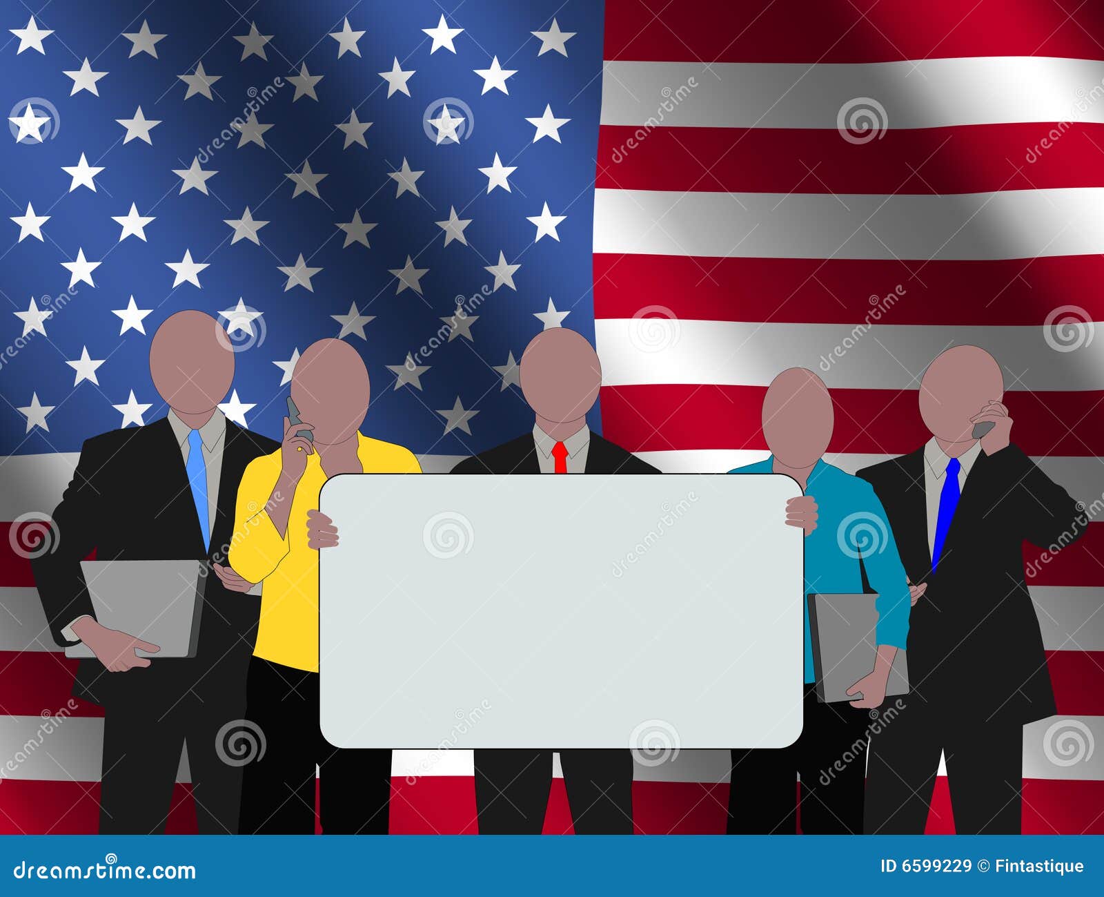 American team with flag stock illustration. Illustration of patriotism ...