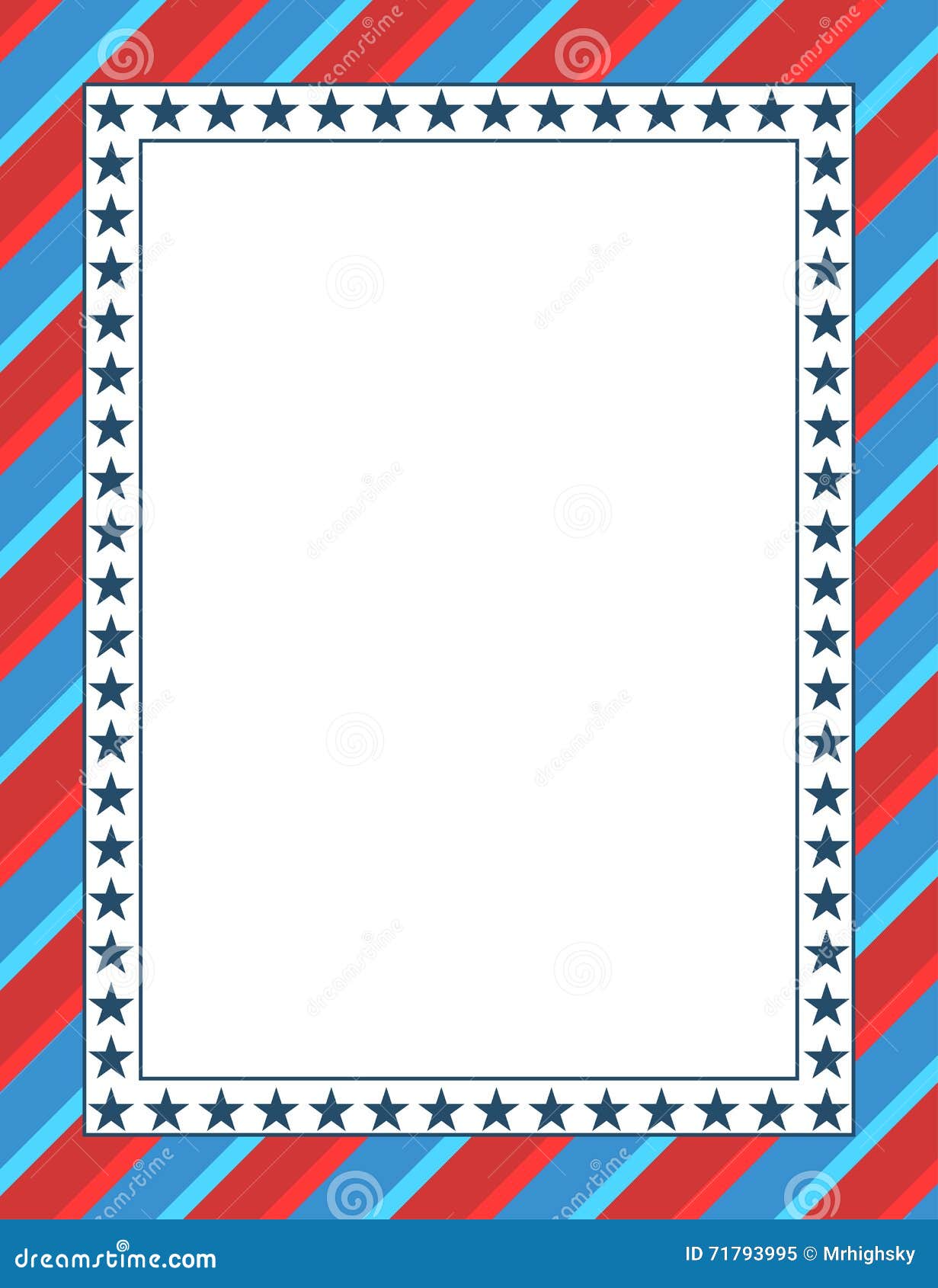 Patriotic Frame Border With Stars And Red Rays Vector Illustration ...