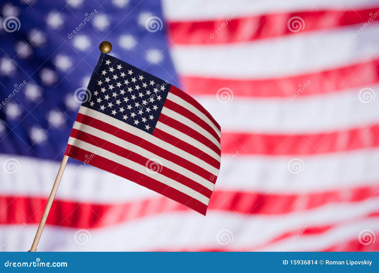 American Toy Flag Over Other Big Flag. Stock Photo - Image of closeup ...