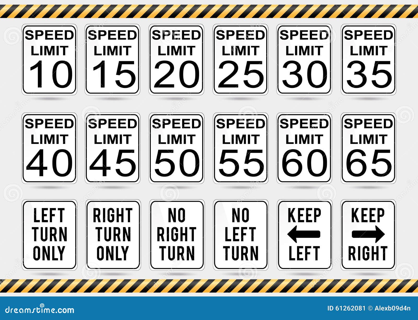 American Traffic Signs Stock Vector - Image: 61262081
