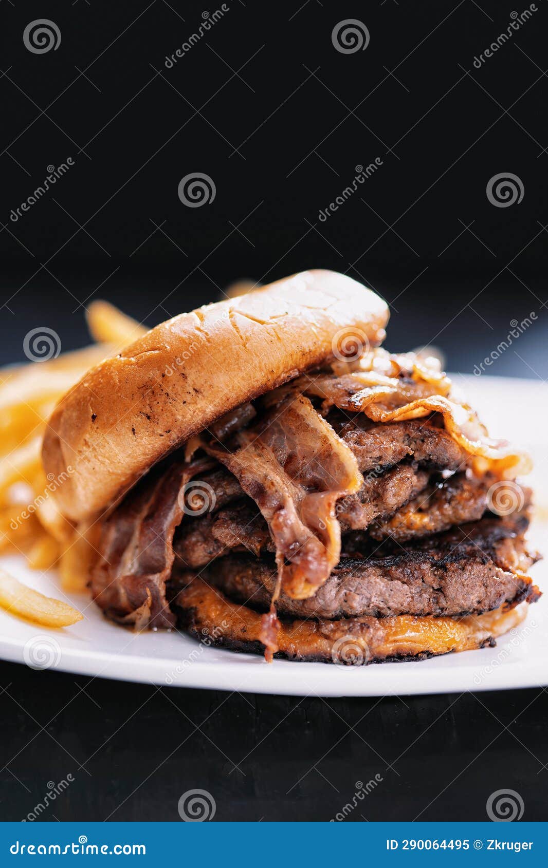 American Triple Patty Smashed Hamburger Stock Image - Image of burger ...