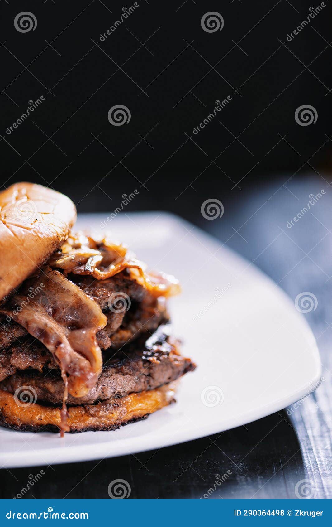 American Triple Patty Smashed Hamburger Stock Photo - Image of american ...