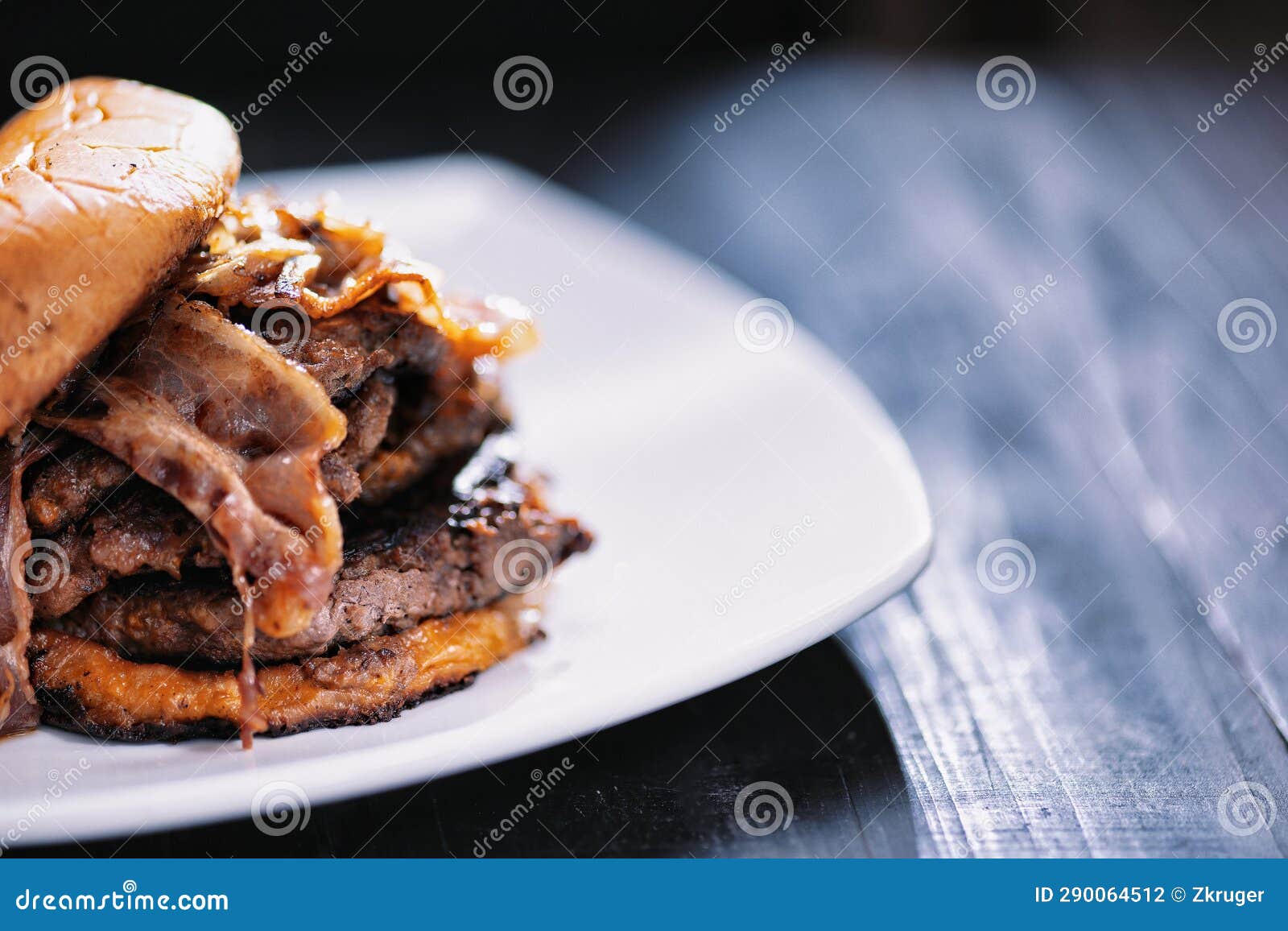 American Triple Patty Smashed Hamburger Stock Photo - Image of disease ...