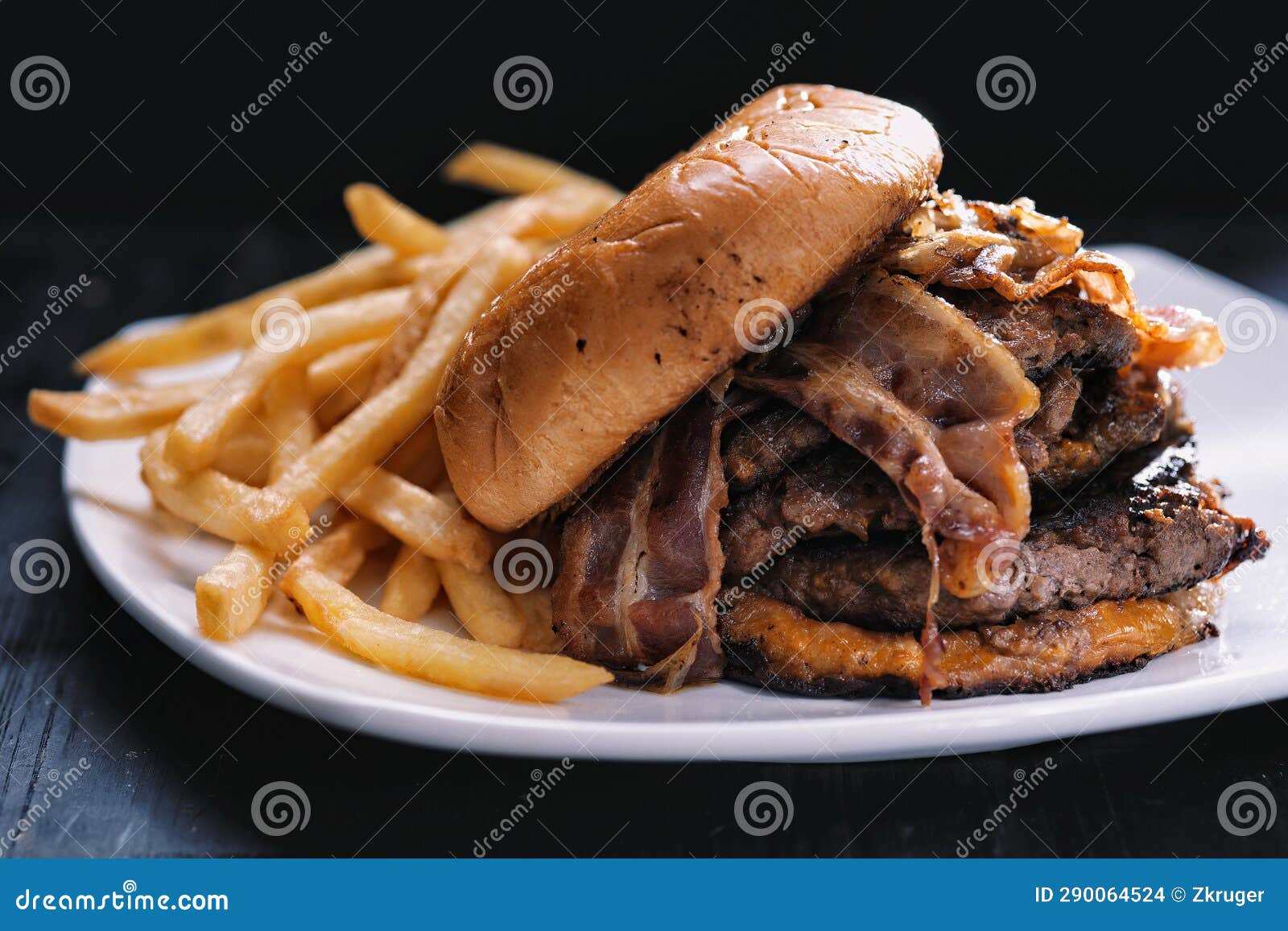 American Triple Patty Smashed Hamburger Stock Photo - Image of triple ...
