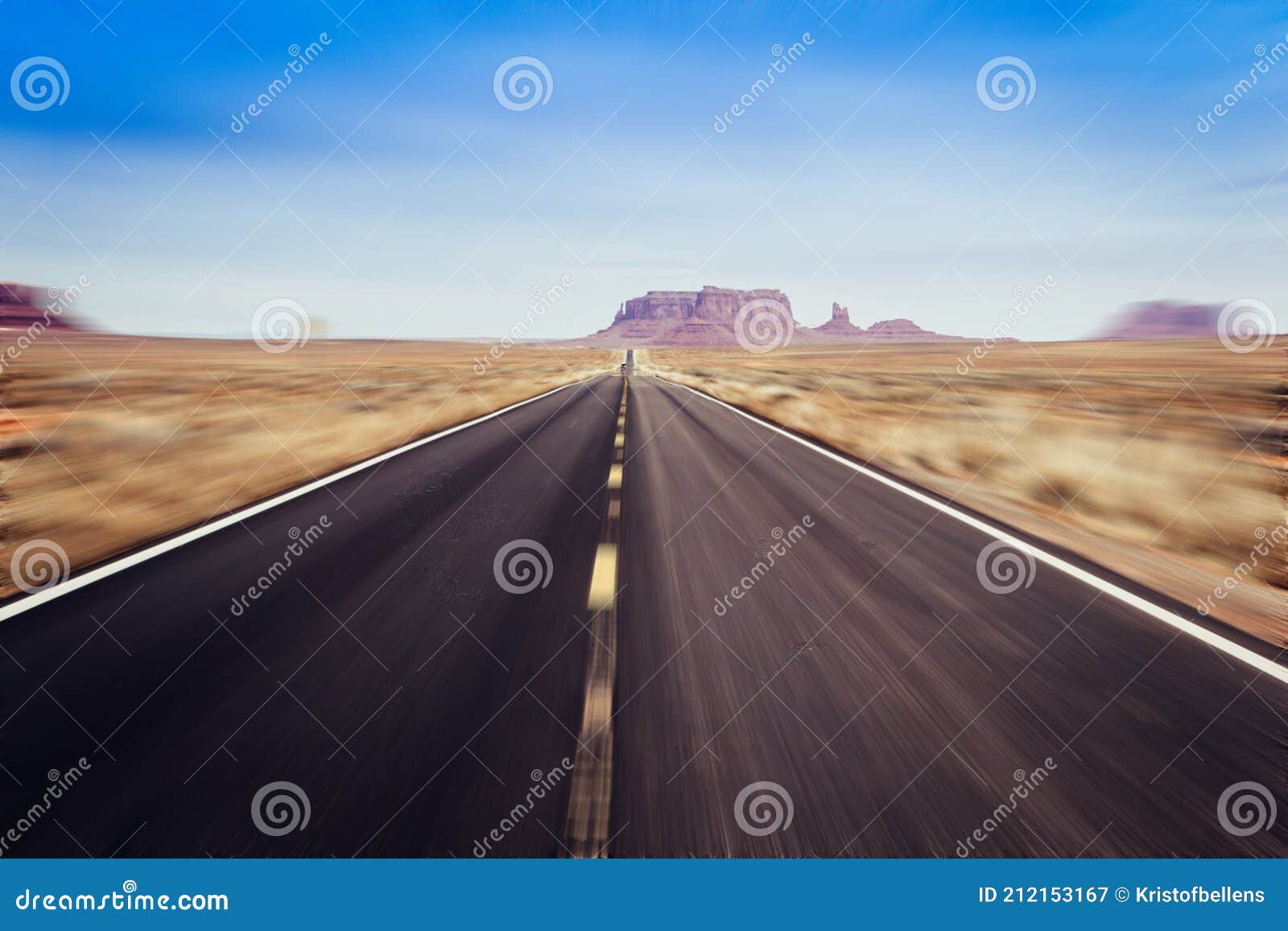 American Two Lane Highway Interstate Road in the Desert with Vanishing ...