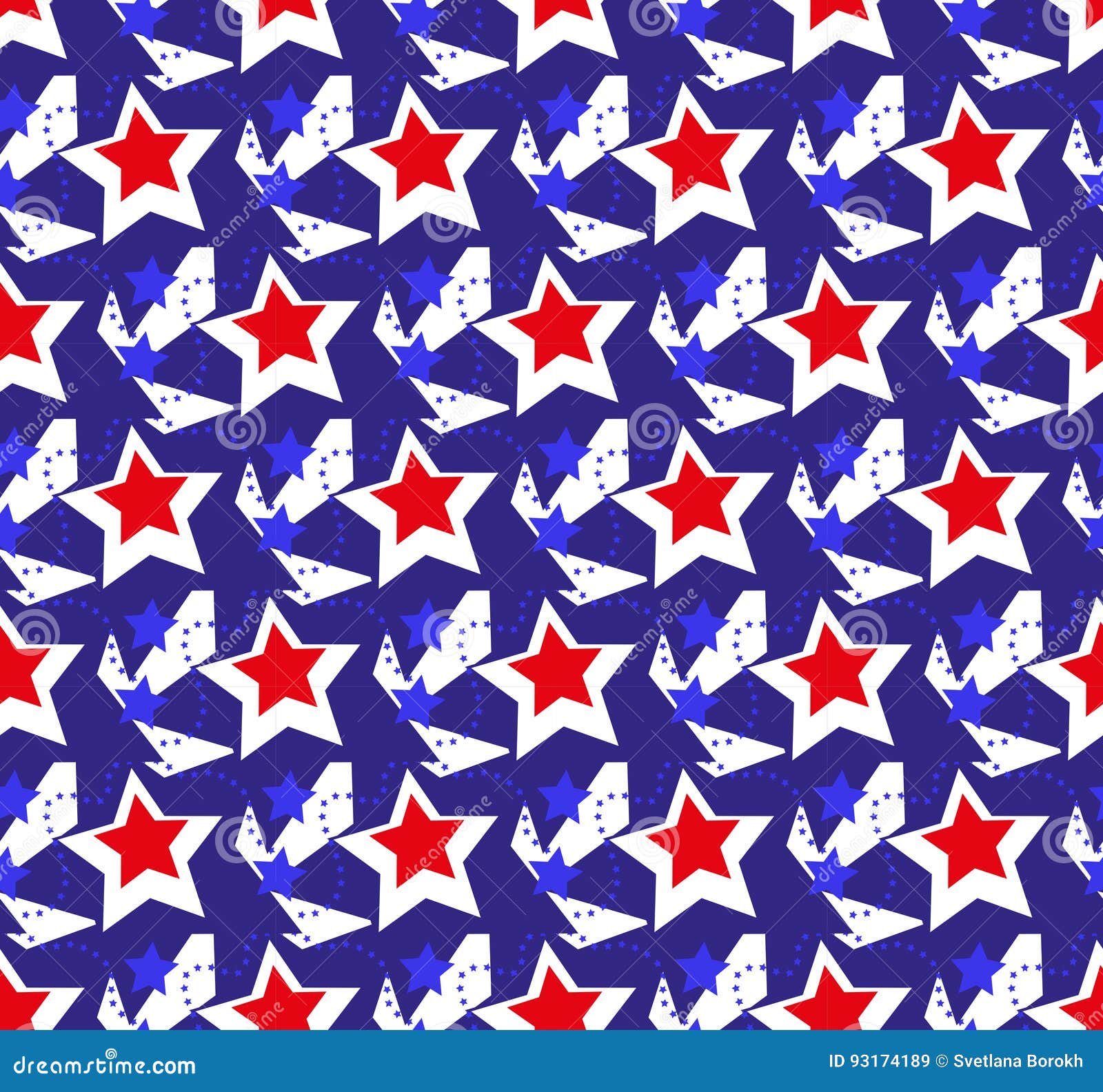 American USA Flag Seamless Patterns. Independence Day, July 4 Concept ...
