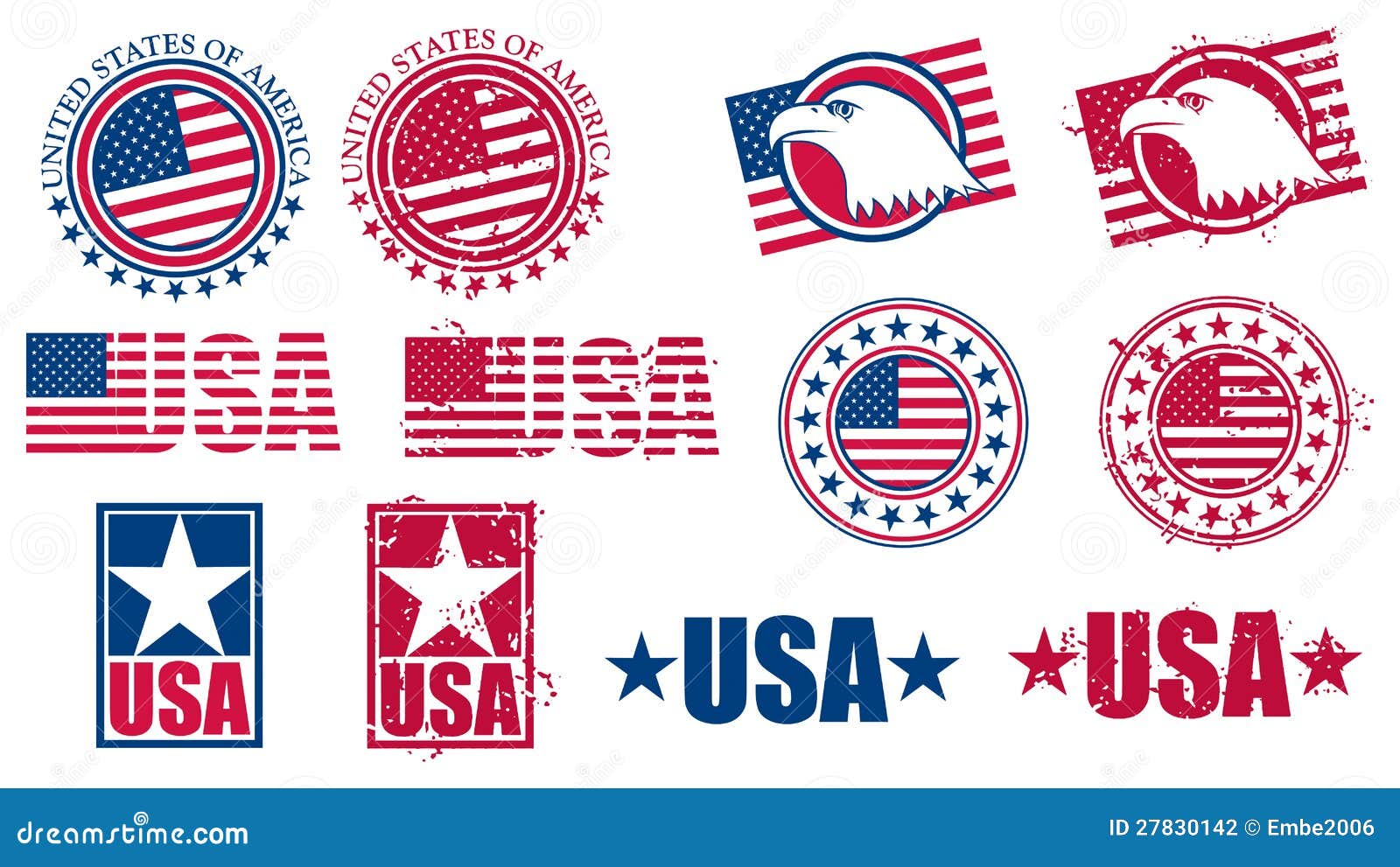 American USA Flag Stamps stock vector. Illustration of stamp - 27830142