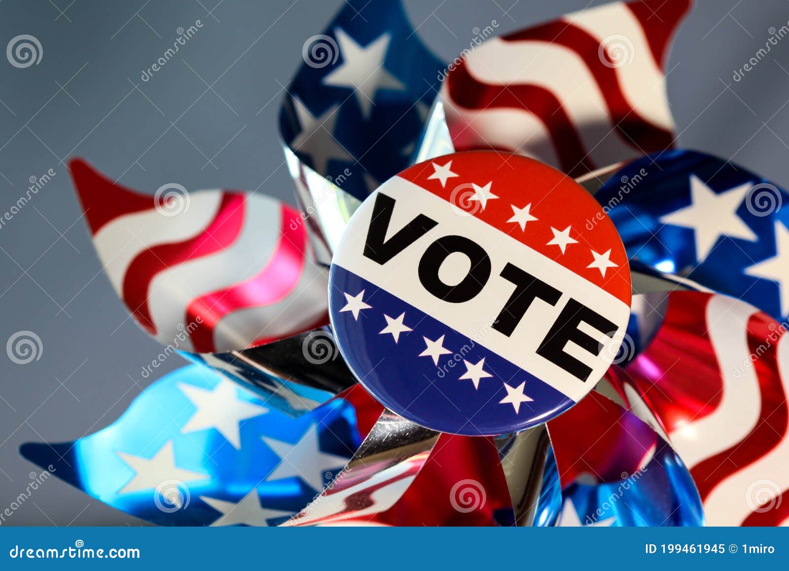 American Vote Button on Blue Background with Usa Flag Colors Editorial ...