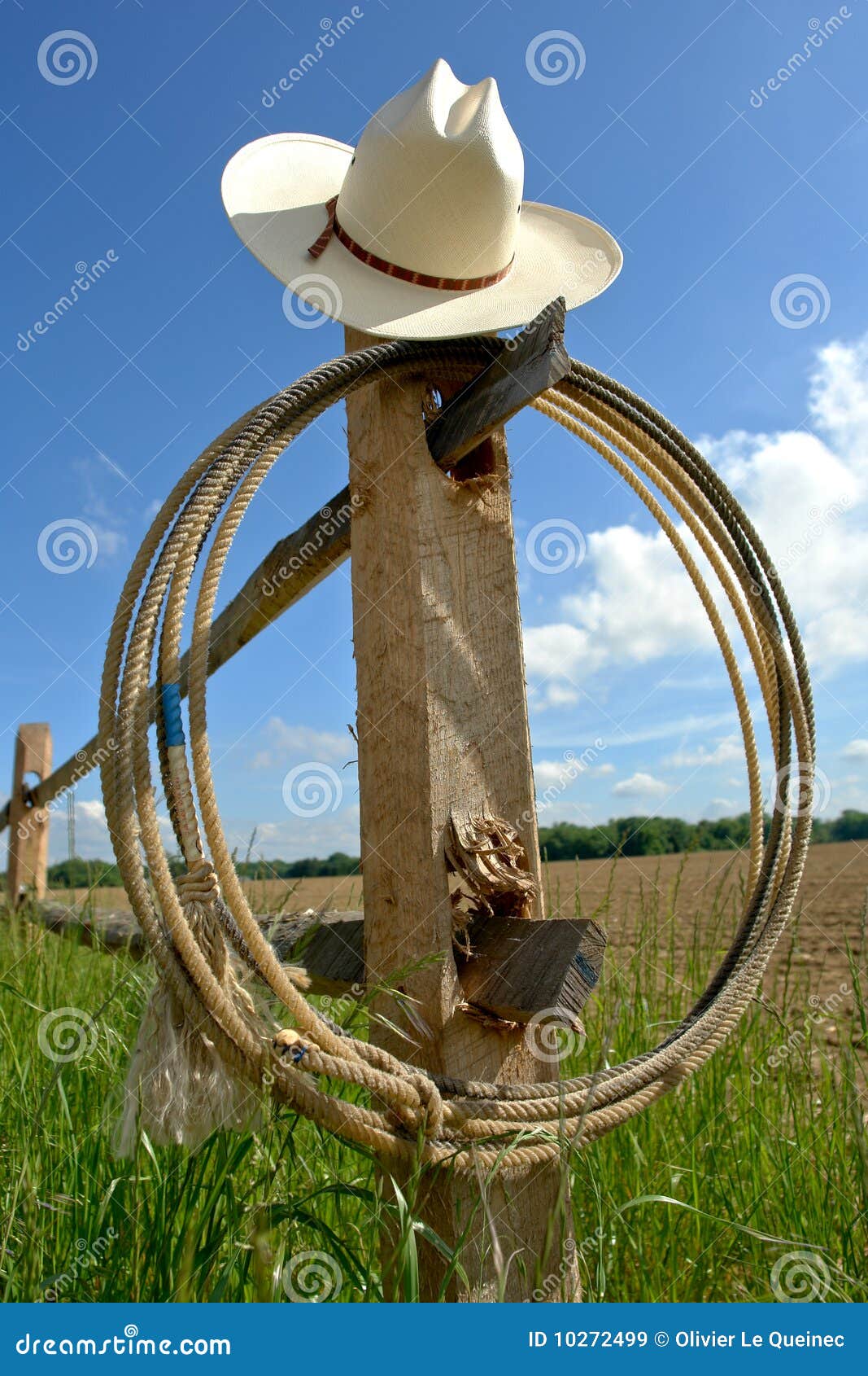 American West Rodeo Cowboy Hat and Lasso on Post Stock Image - Image of ...