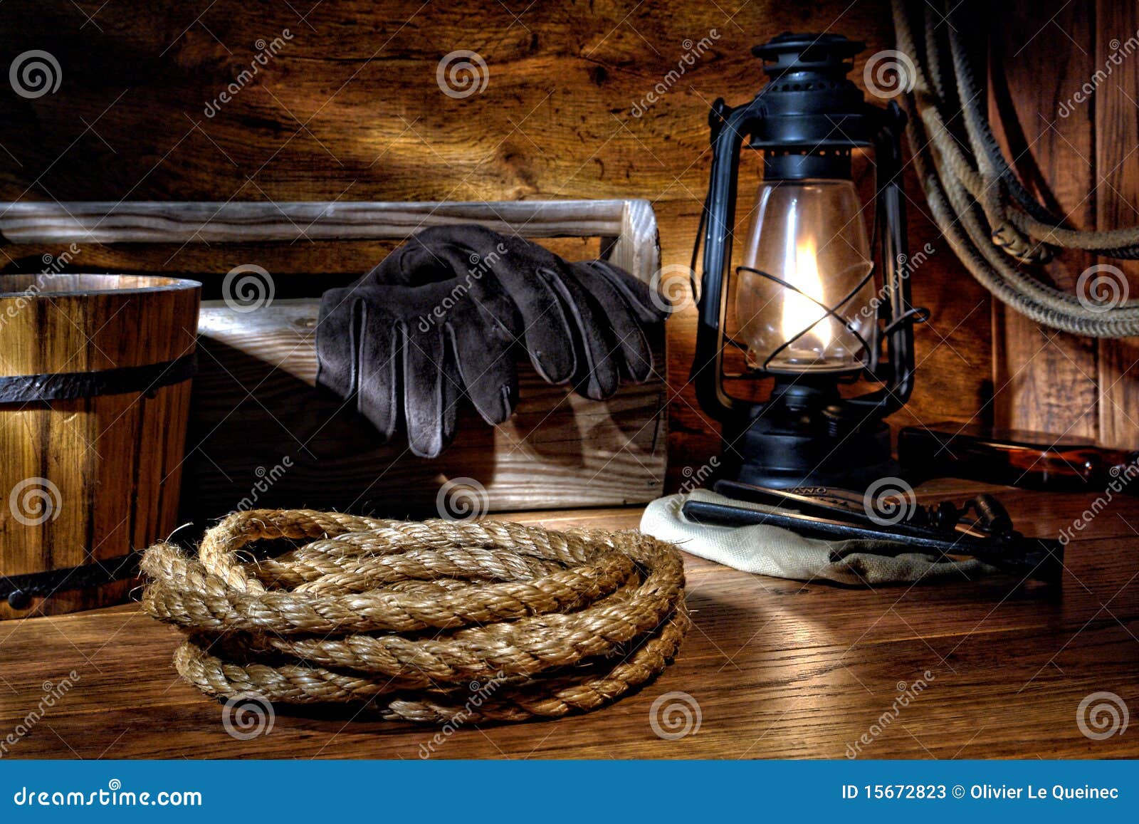 American West Rodeo Cowboy Ranching Rope Stock Image - Image of barn ...