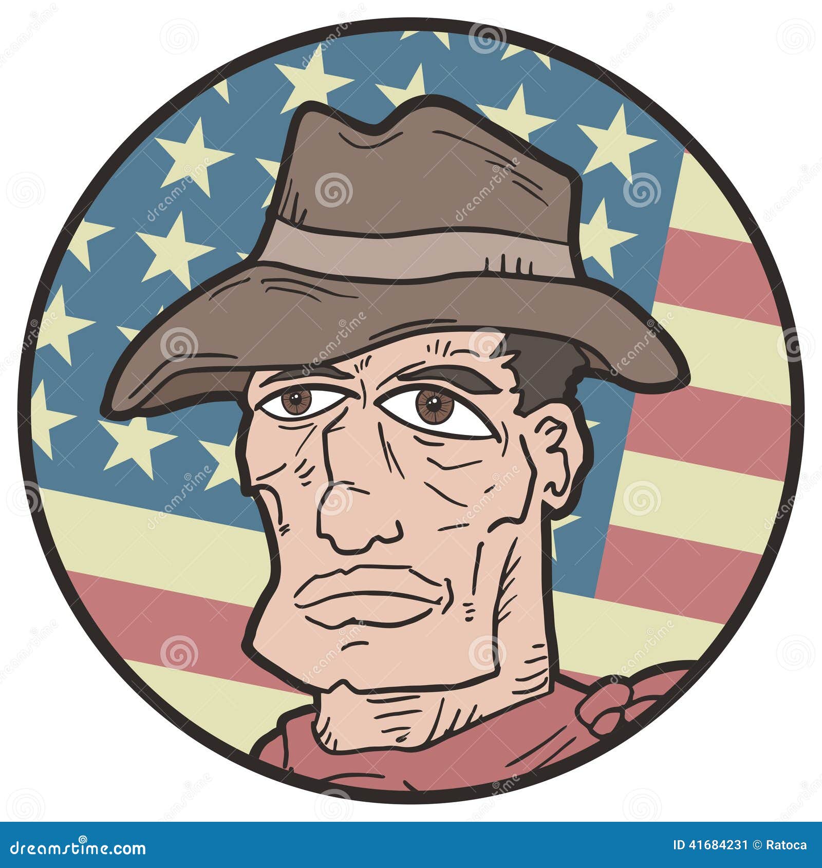 Western Man Face Draw Cartoon Vector | CartoonDealer.com #37985761